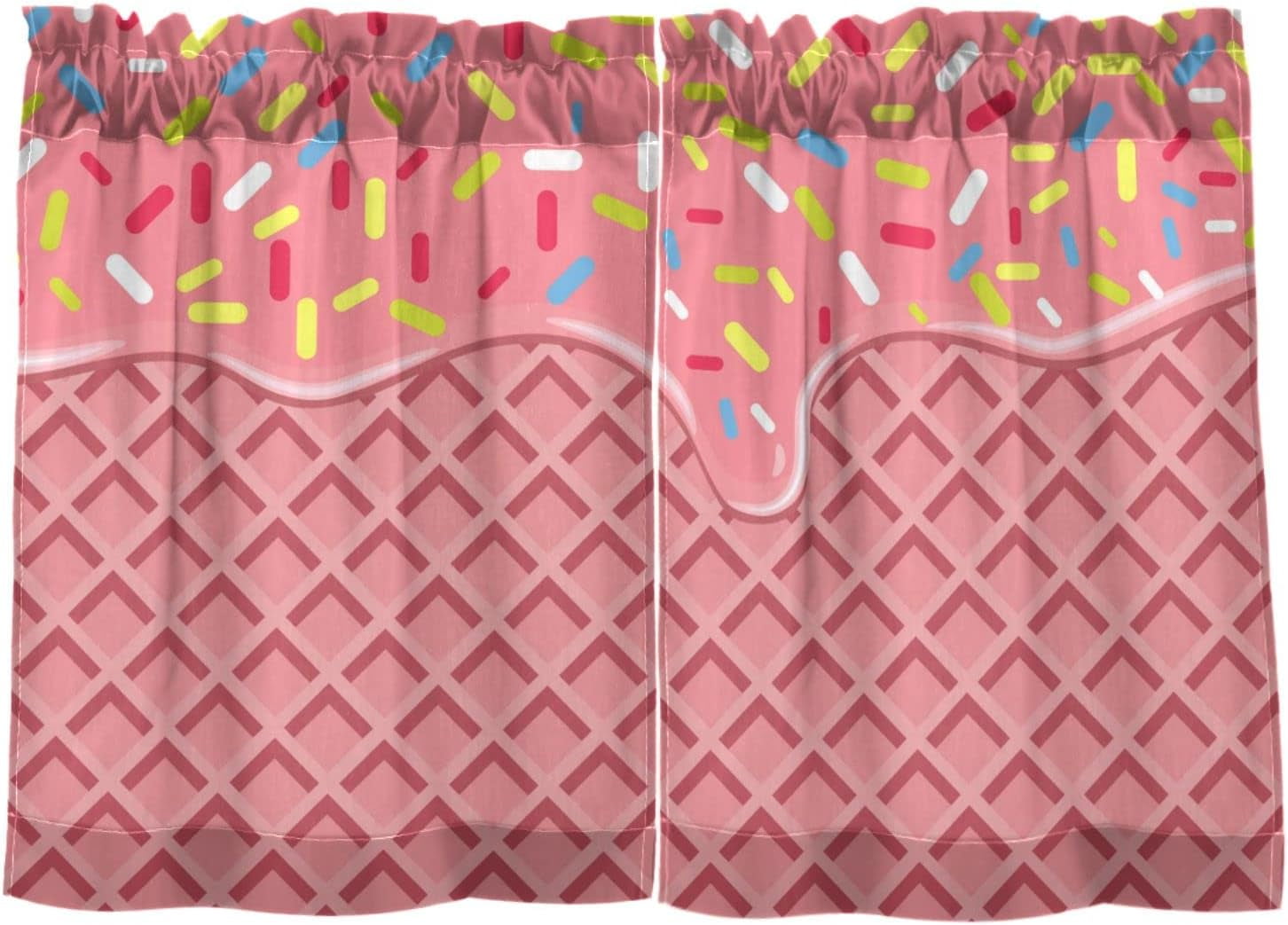 Coolnut Ice Cream Kitchen Curtains 2 Panels, UV Protected Tier Curtains ...