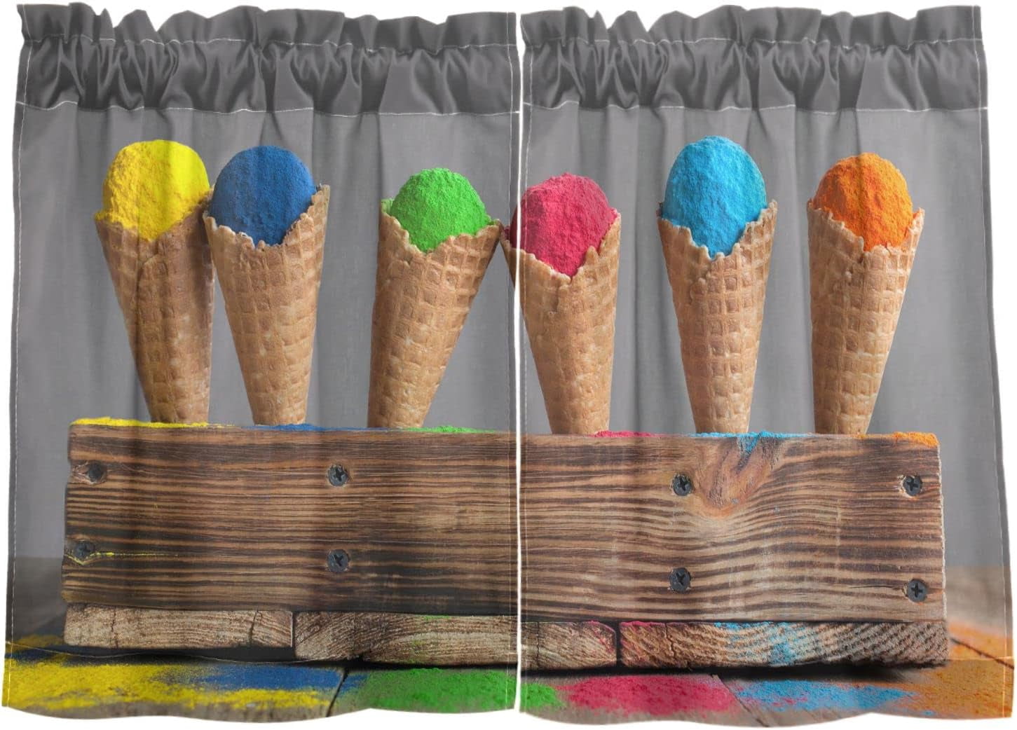 Coolnut Ice Cream Kitchen Curtains 2 Panels, UV Protected Tier Curtains ...