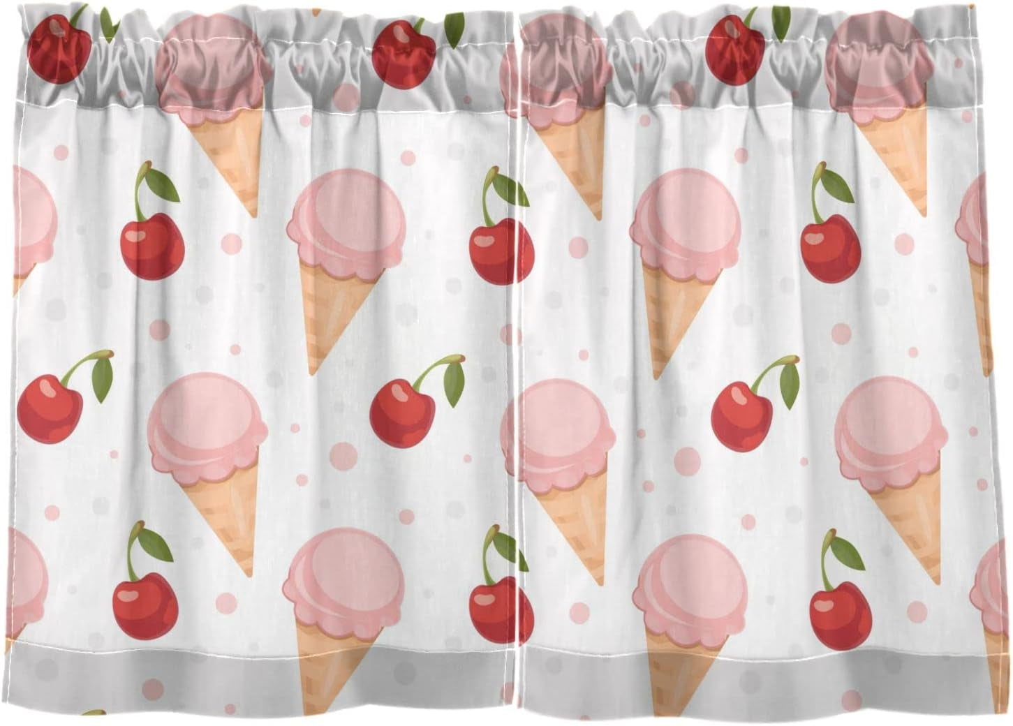 Coolnut Ice Cream Kitchen Curtains 2 Panels, UV Protected Tier Curtains ...