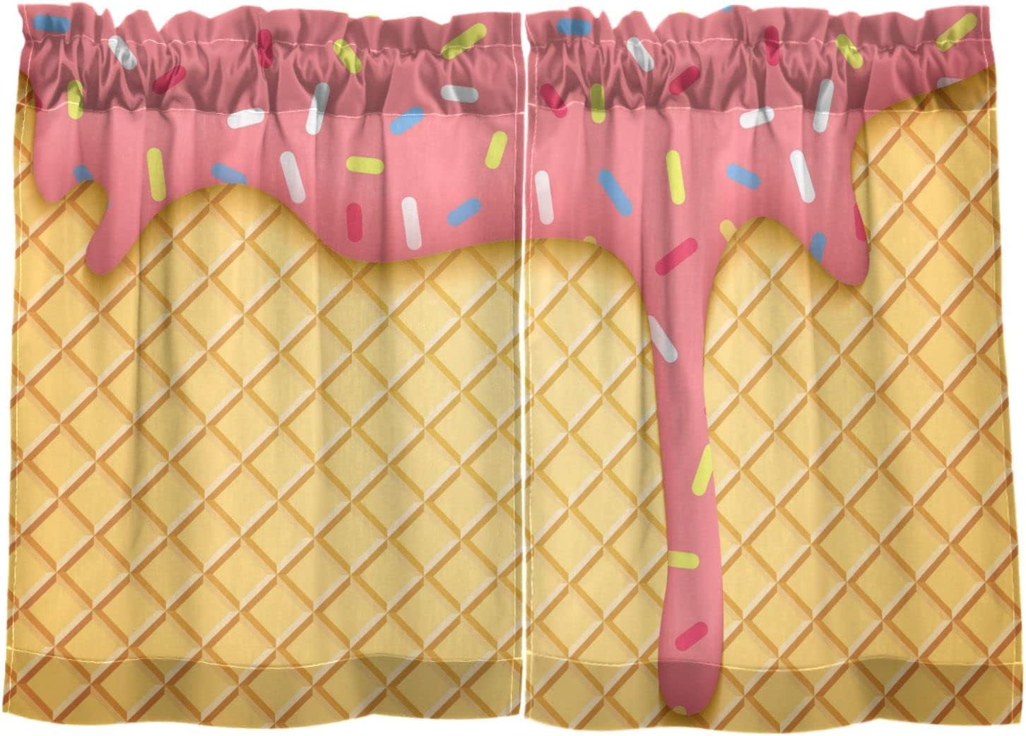 Coolnut Ice Cream Kitchen Curtains 2 Panels, UV Protected Tier Curtains ...