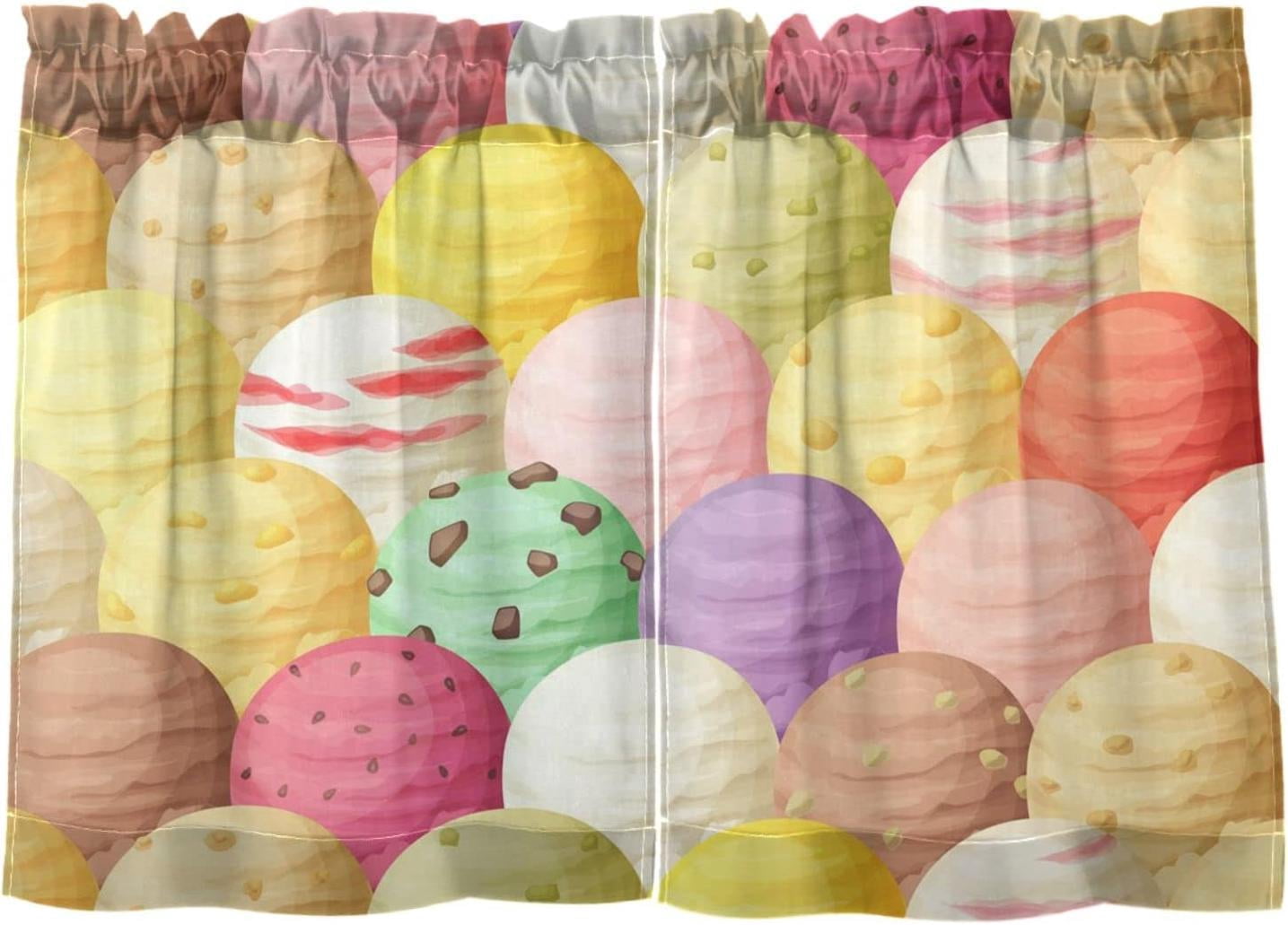 Coolnut Ice Cream Kitchen Curtains 2 Panels, UV Protected Tier Curtains ...