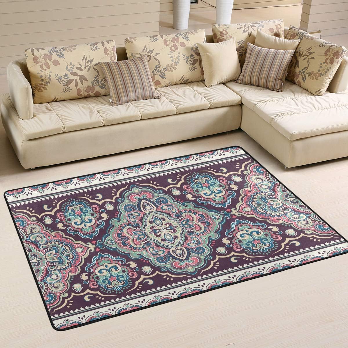 Coolnut Indian Floral Paisley Ethnic Mandala Area Rug 2x3 Soft Rugs ...