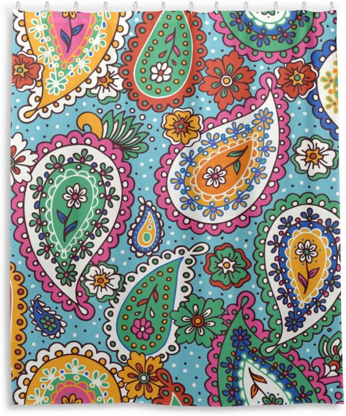 Coolnut Indian Paisley Bathroom Waterproof Shower Curtain Set, 60"X72 ...