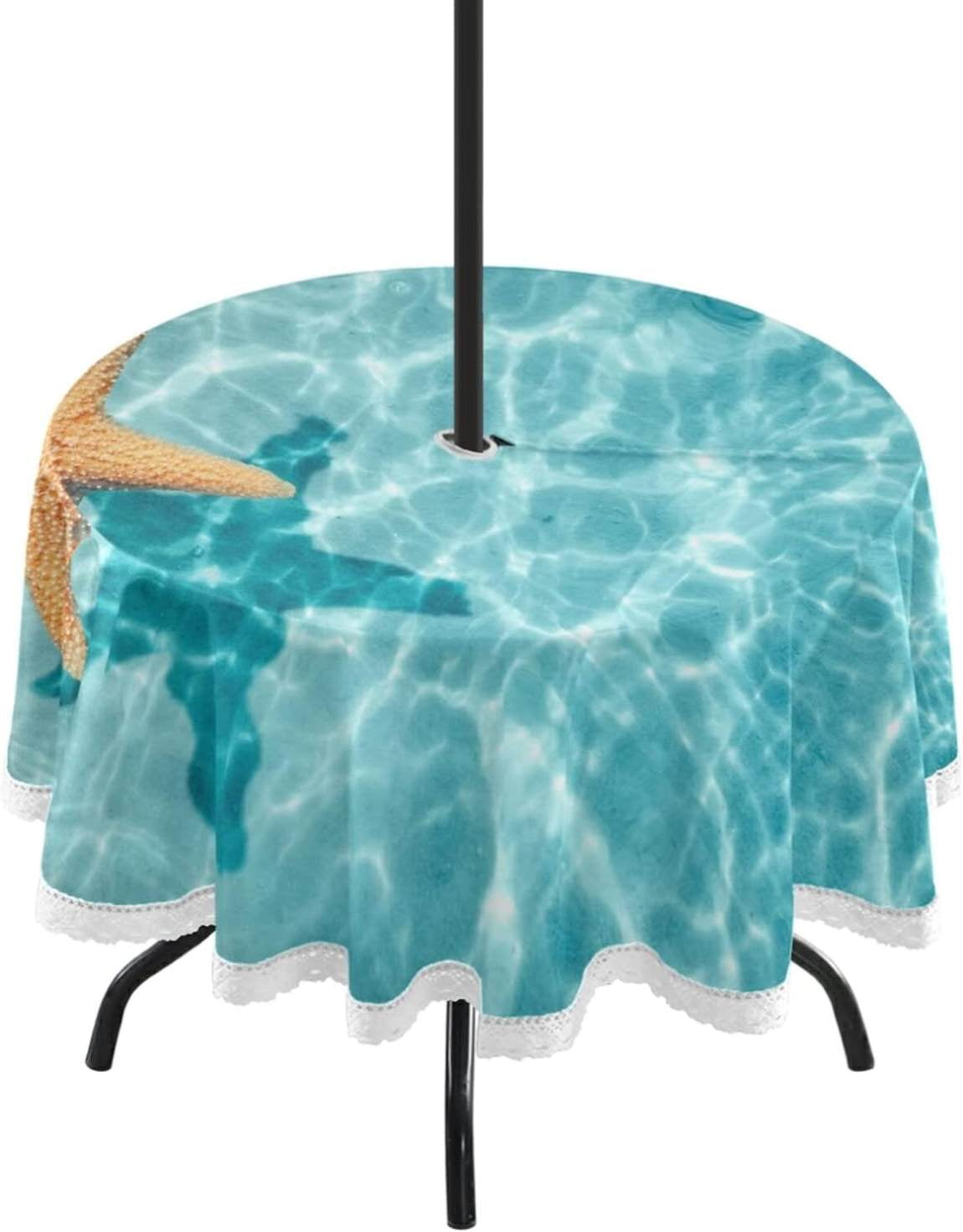 Coolnut Indoor & Outdoor Round Tablecloth 60In,Sarfish on The Summer ...