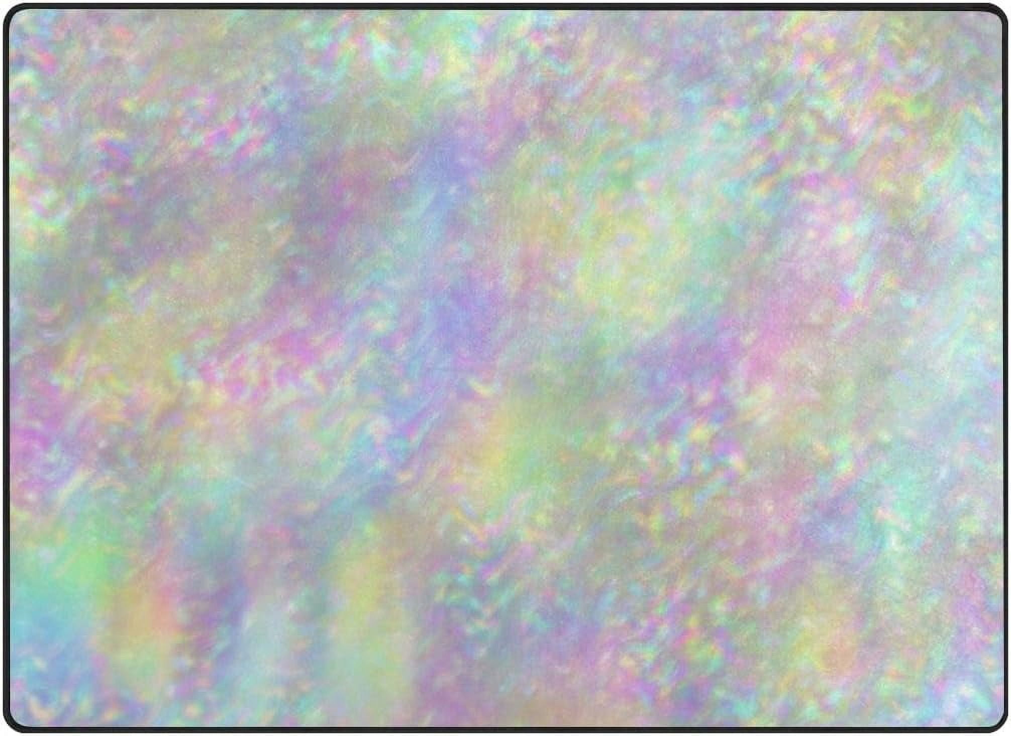 Coolnut Iridescent Holographic Area Rug Pad, 63 x 48 inch 100% Light ...