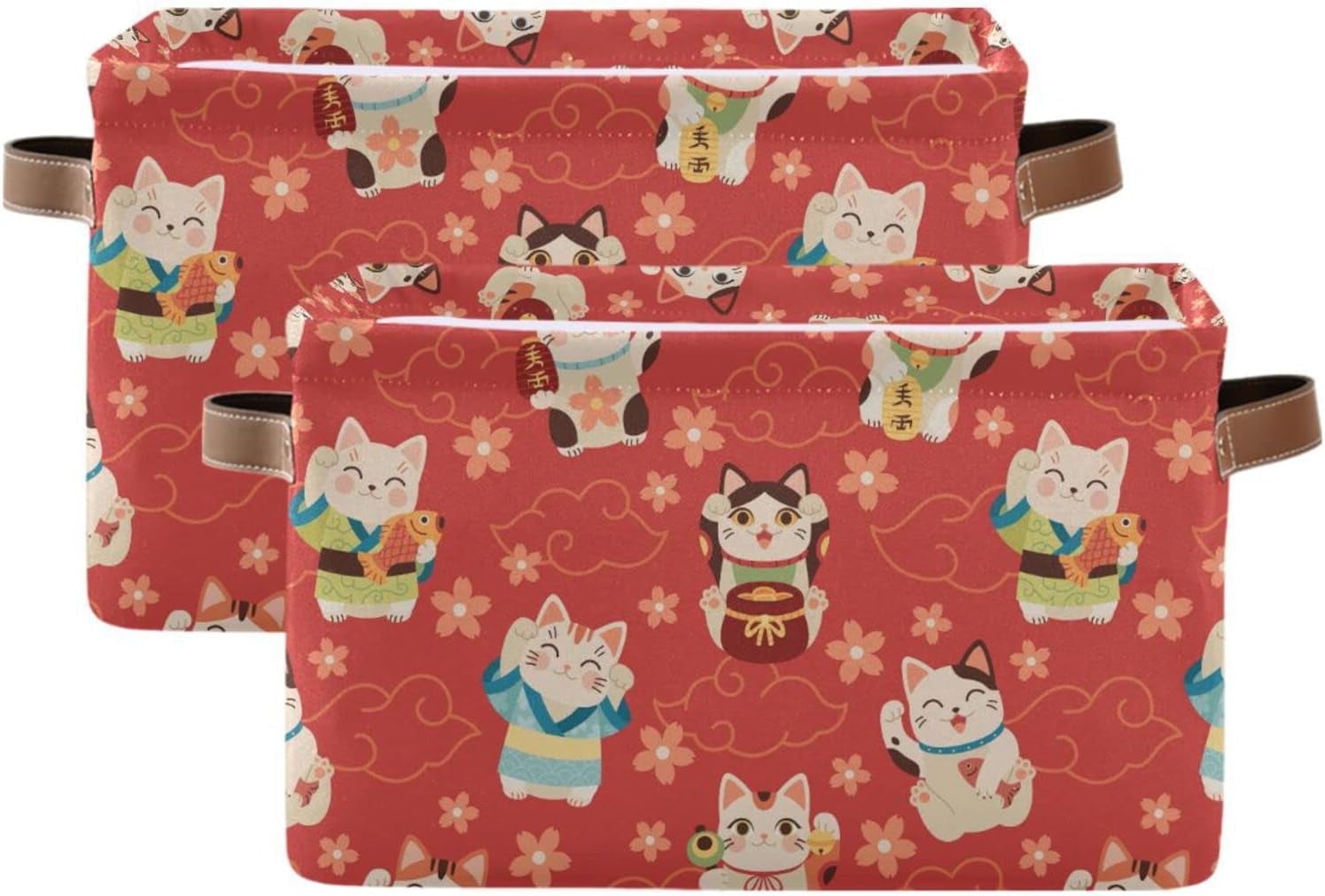 Coolnut Japanese Maneki Cats Foldable Storage Basket for Shelves ...