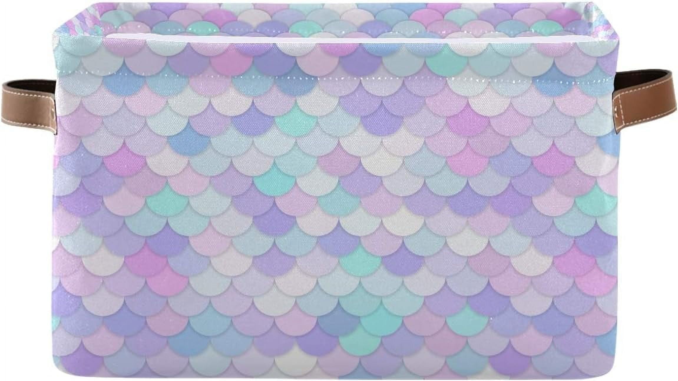 Coolnut Kawaii Mermaid Rectangle Storage Bin,15x11x9.5 in,Collapsible ...