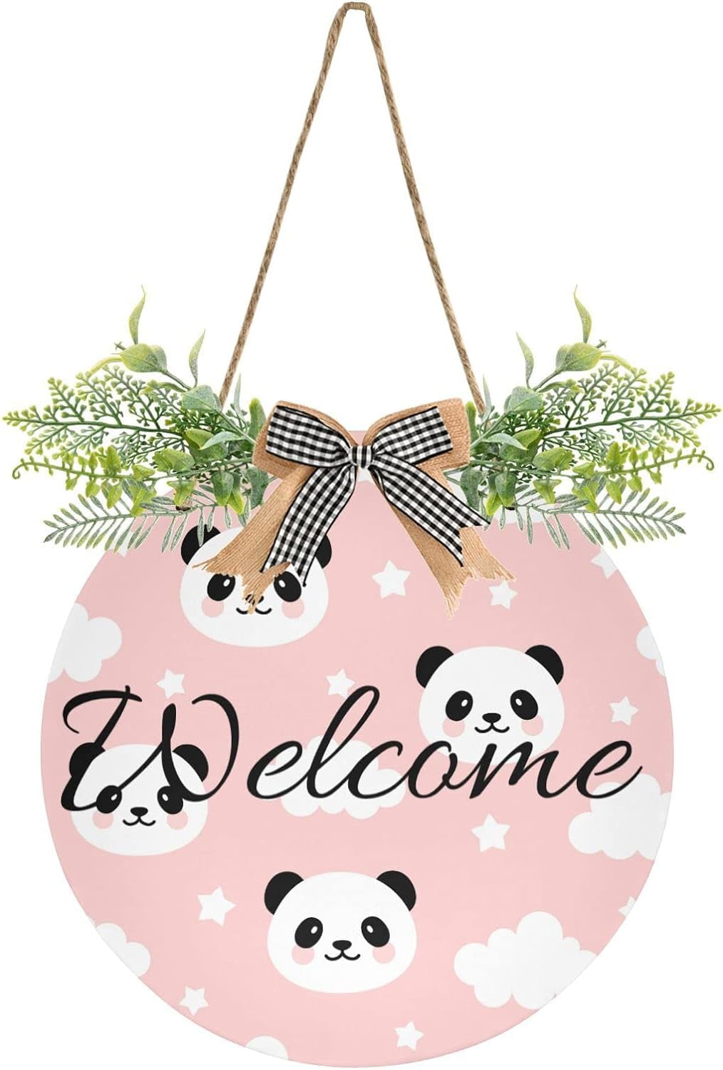 Coolnut Kid Panda Welcome Sign for Front Door, Round Sign Hanging ...