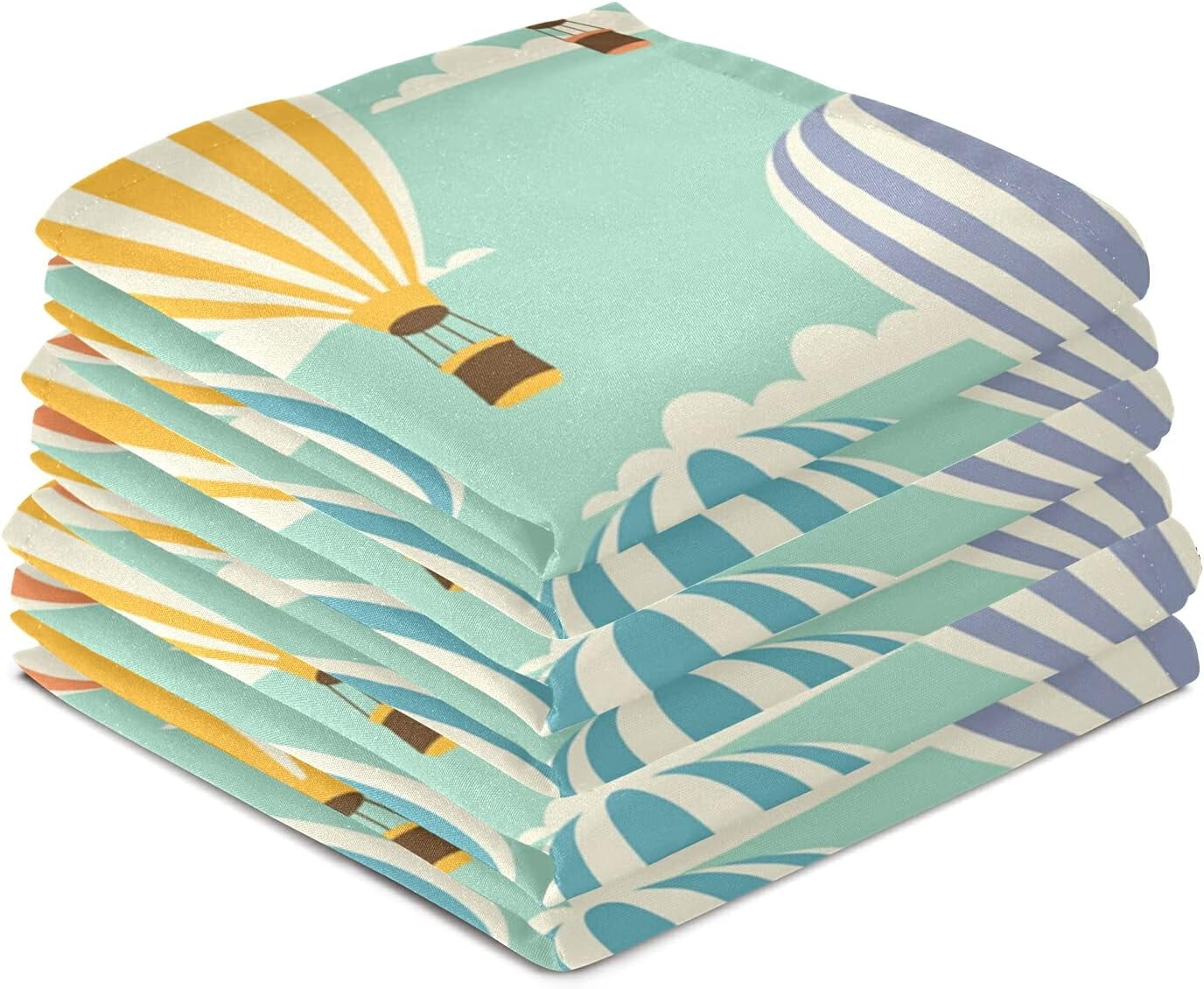 Coolnut Kitchen Dish Towels, Retro Travel Hot Air Balloons Kitchen ...