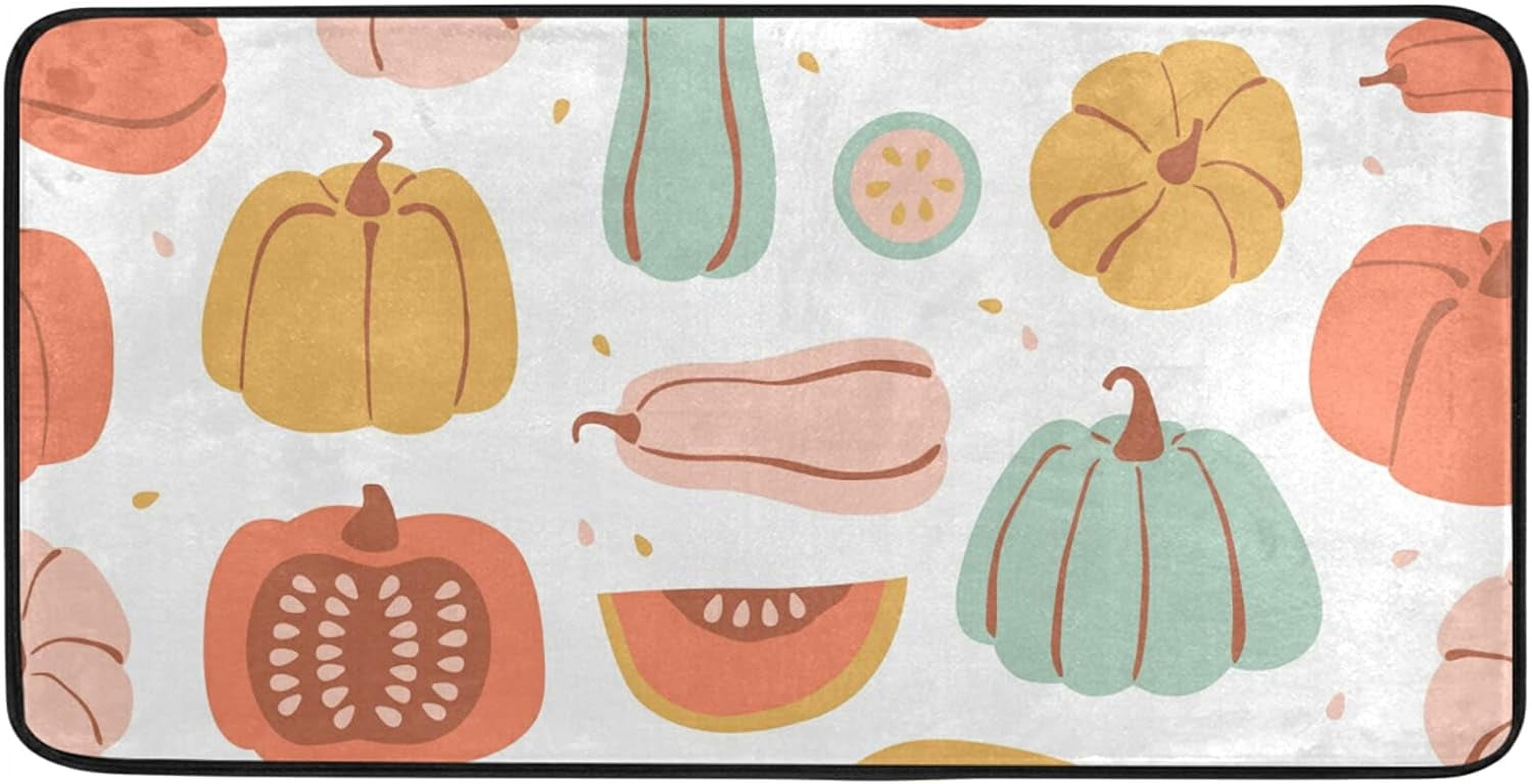 Coolnut Kitchen Mat Autumn Fall Colroful Pumpkin Kitchen Rug Mat Anti ...