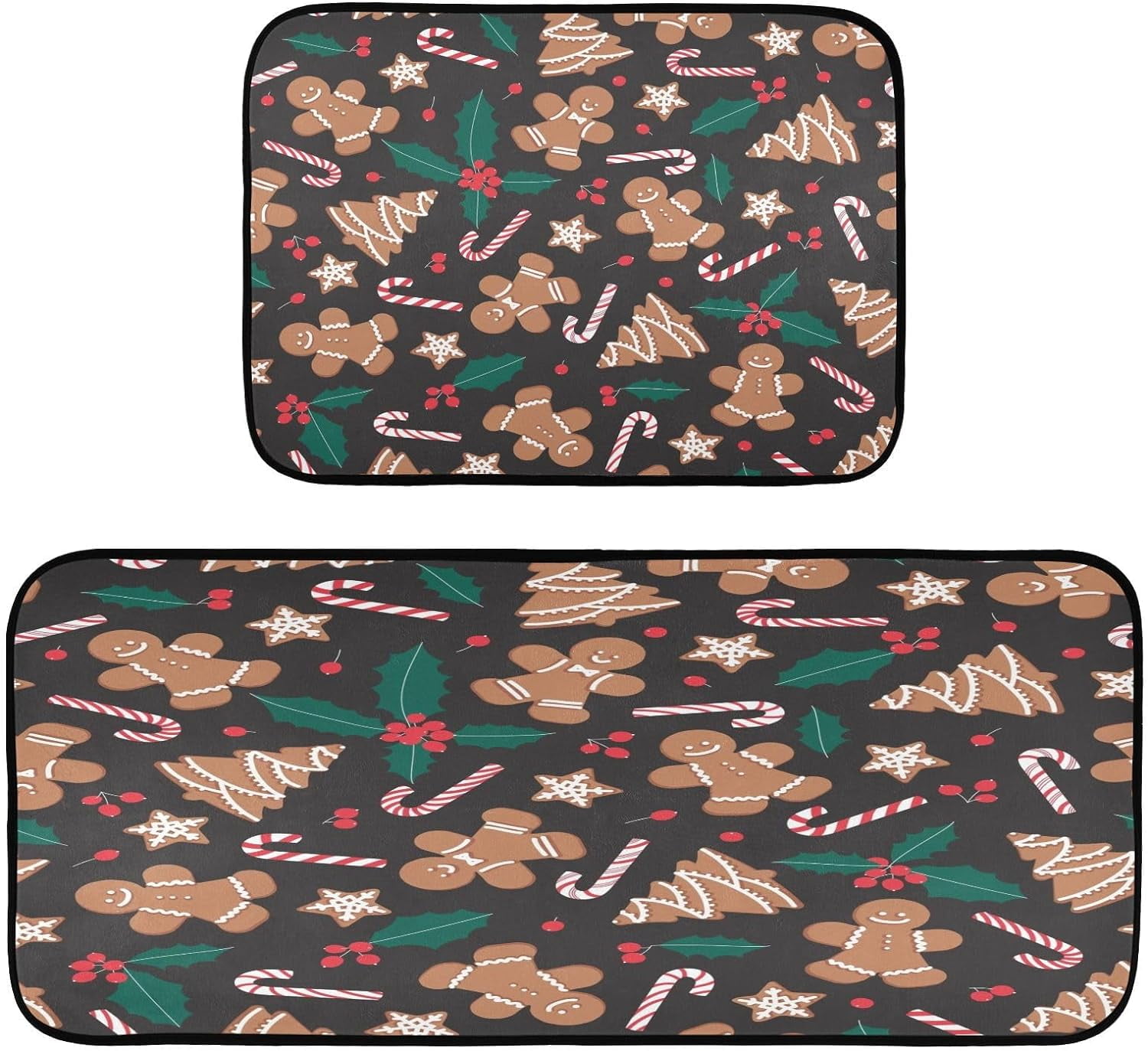 Coolnut Kitchen Rug Set of 2, Christmas Gingerbread Cushioned Anti ...