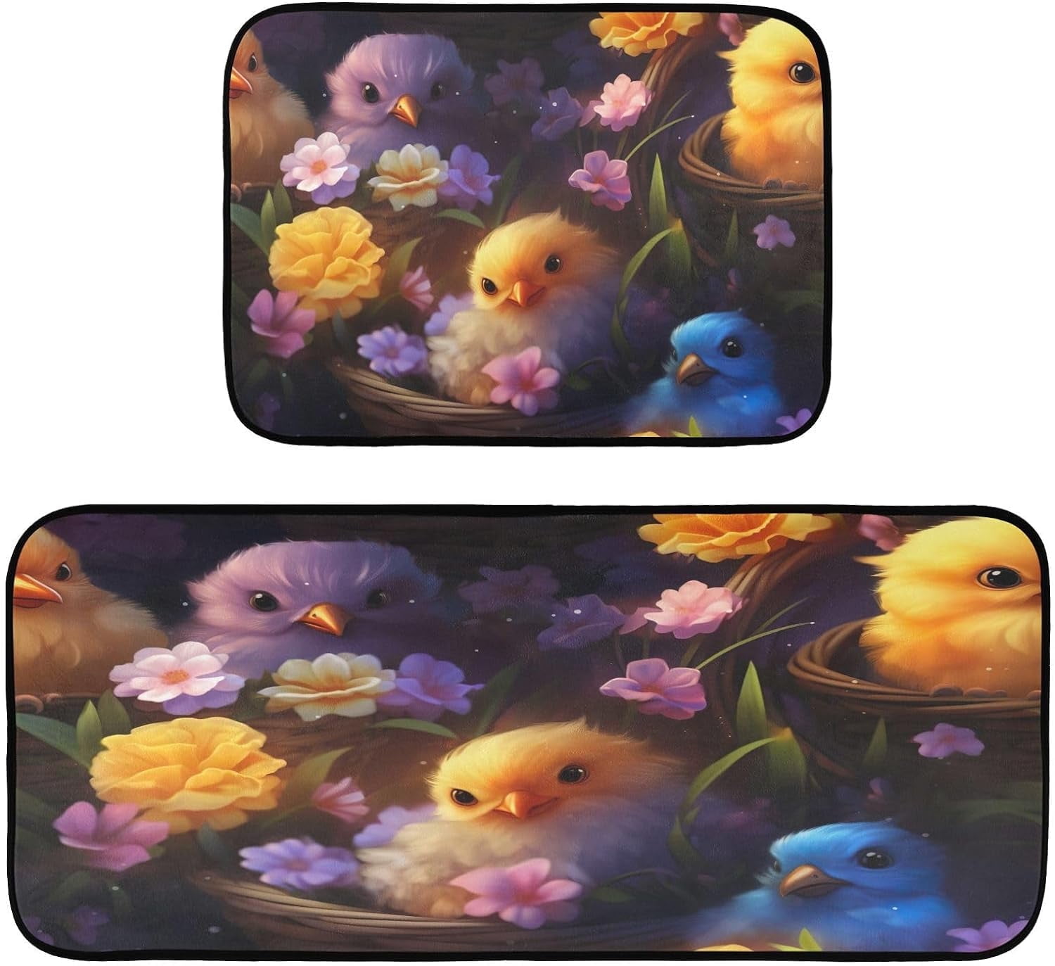 Coolnut Kitchen Rug Set of 2, Cute Chickens Cushioned Anti-Fatigue ...