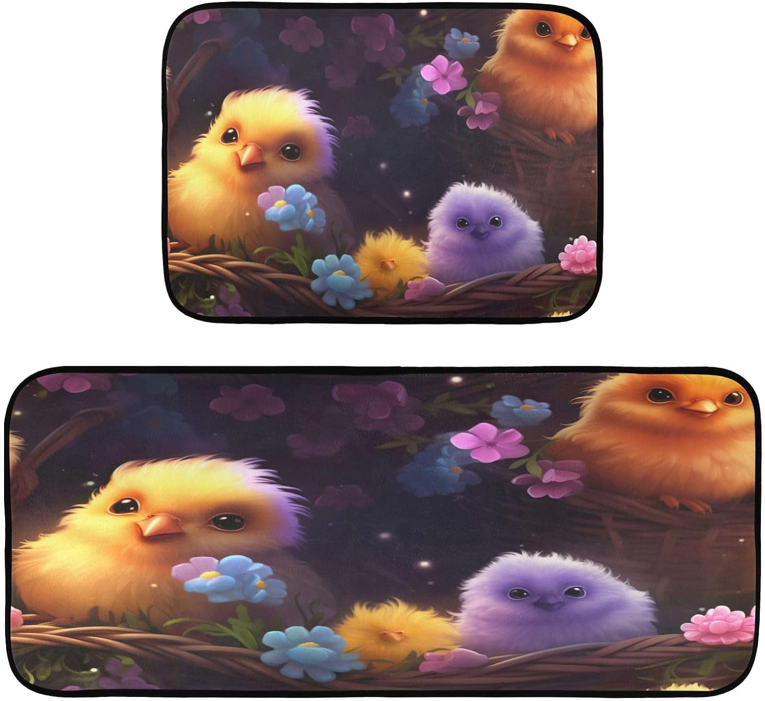 Coolnut Kitchen Rug Set of 2, Cute Chickens Cushioned Anti-Fatigue ...
