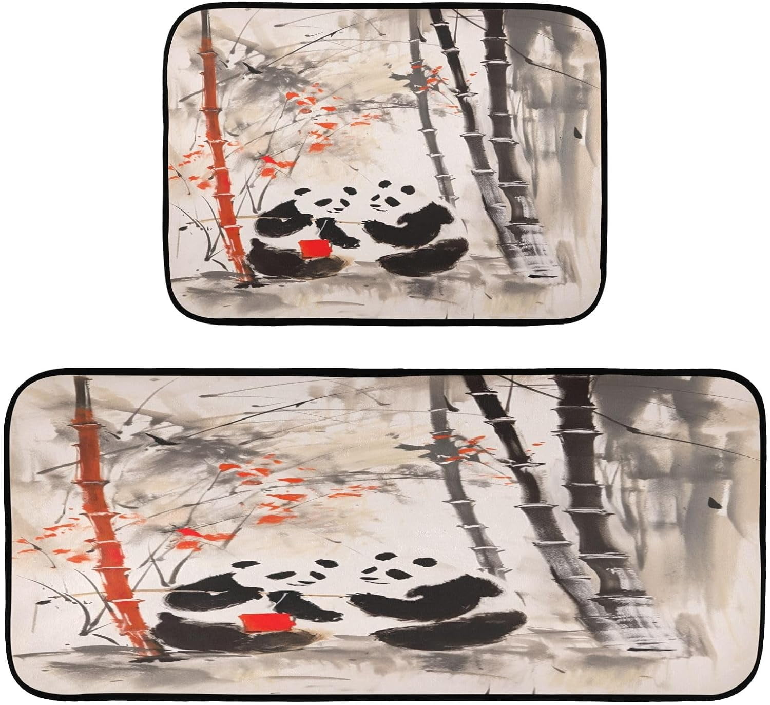 Coolnut Kitchen Rug Set of 2, Cute Panda Cushioned Anti-Fatigue Kitchen ...