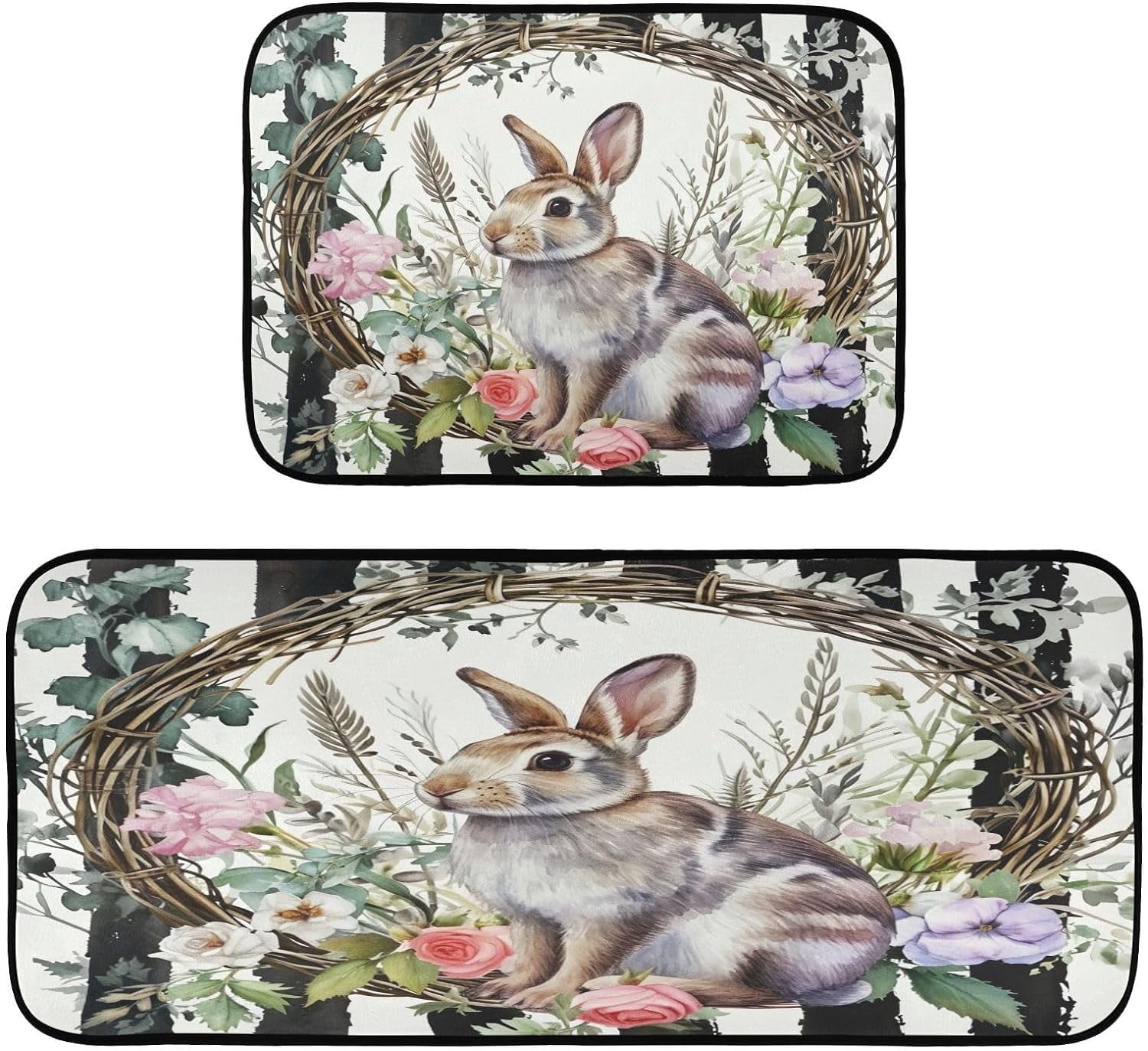 Coolnut Kitchen Rug Set of 2, Easter Bunny Cushioned Anti-Fatigue ...