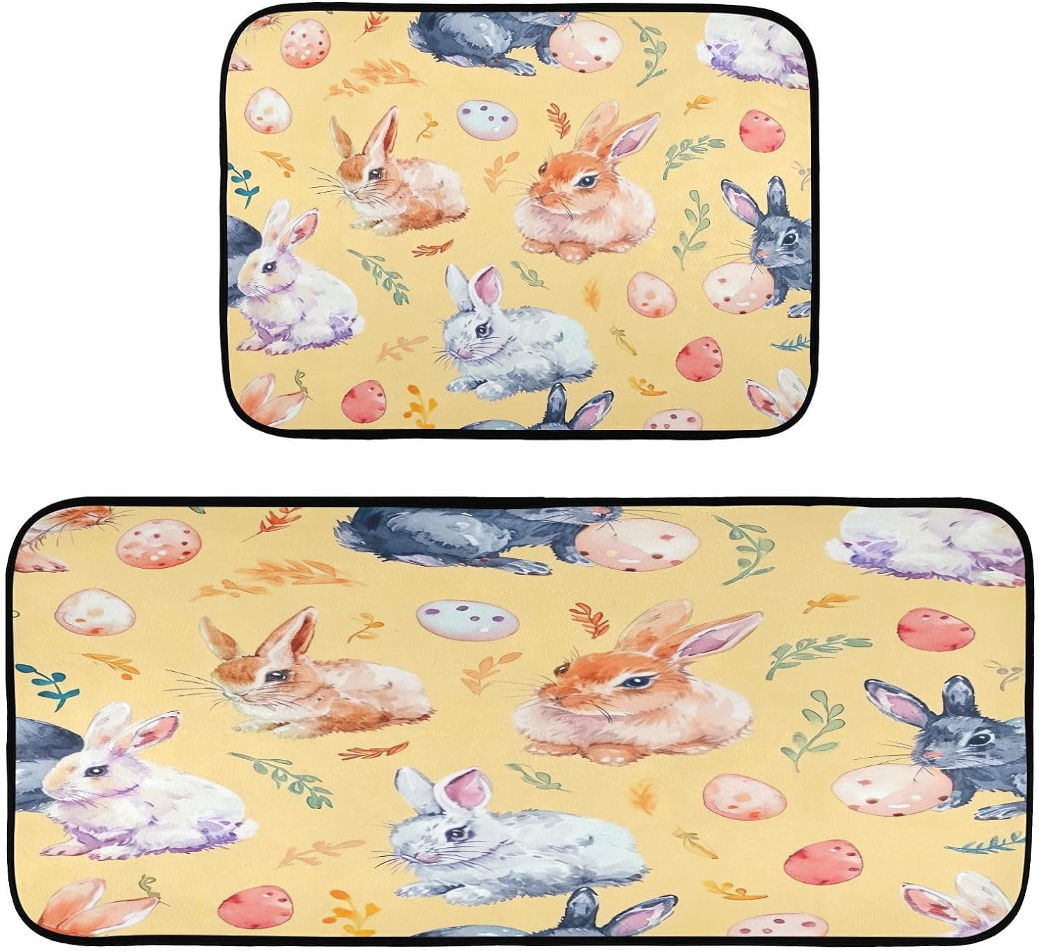 Coolnut Kitchen Rug Set of 2, Easter Bunny Cushioned Anti-Fatigue ...