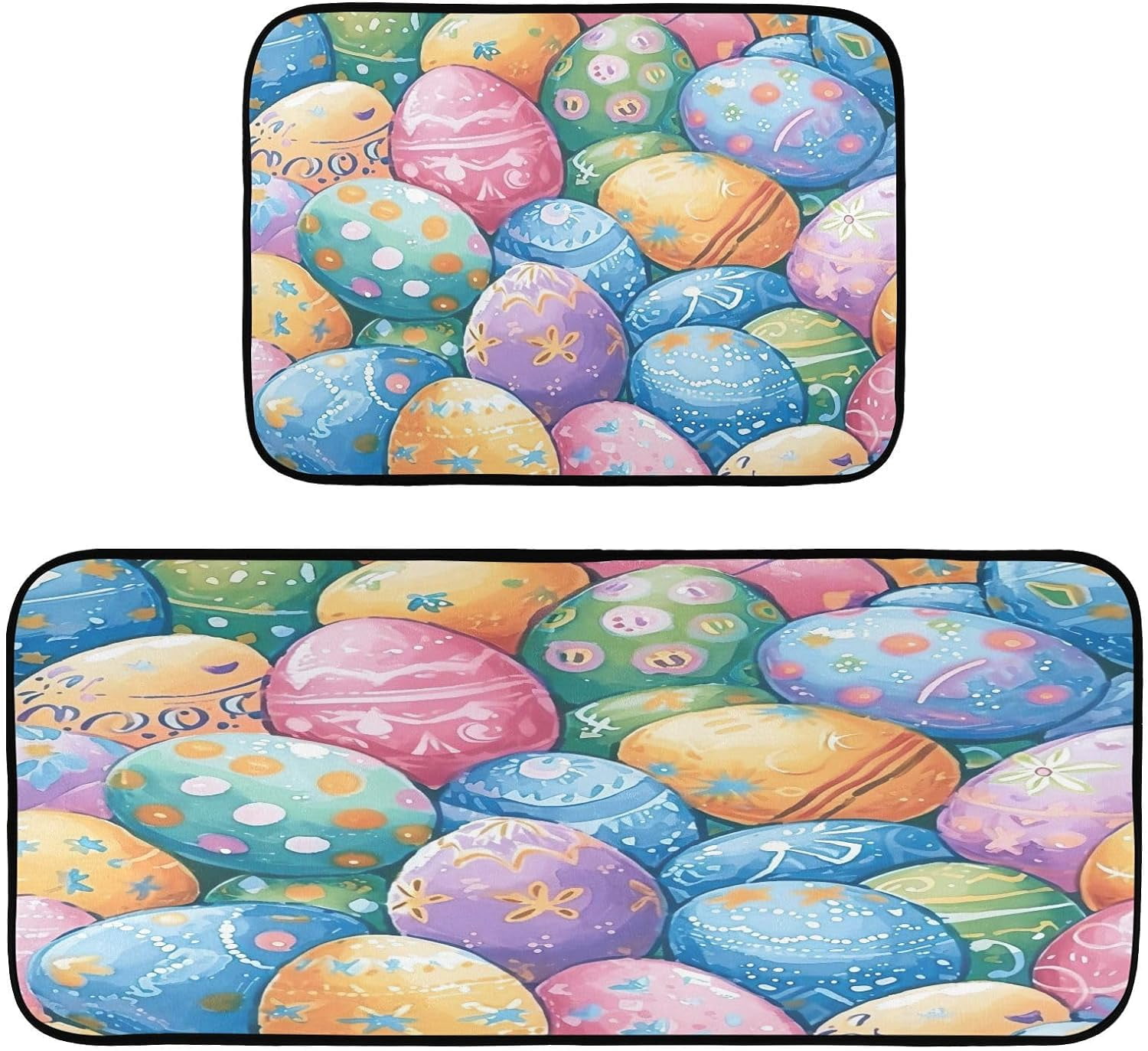 Coolnut Kitchen Rug Set of 2, Easter Eggs Cushioned Anti-Fatigue ...