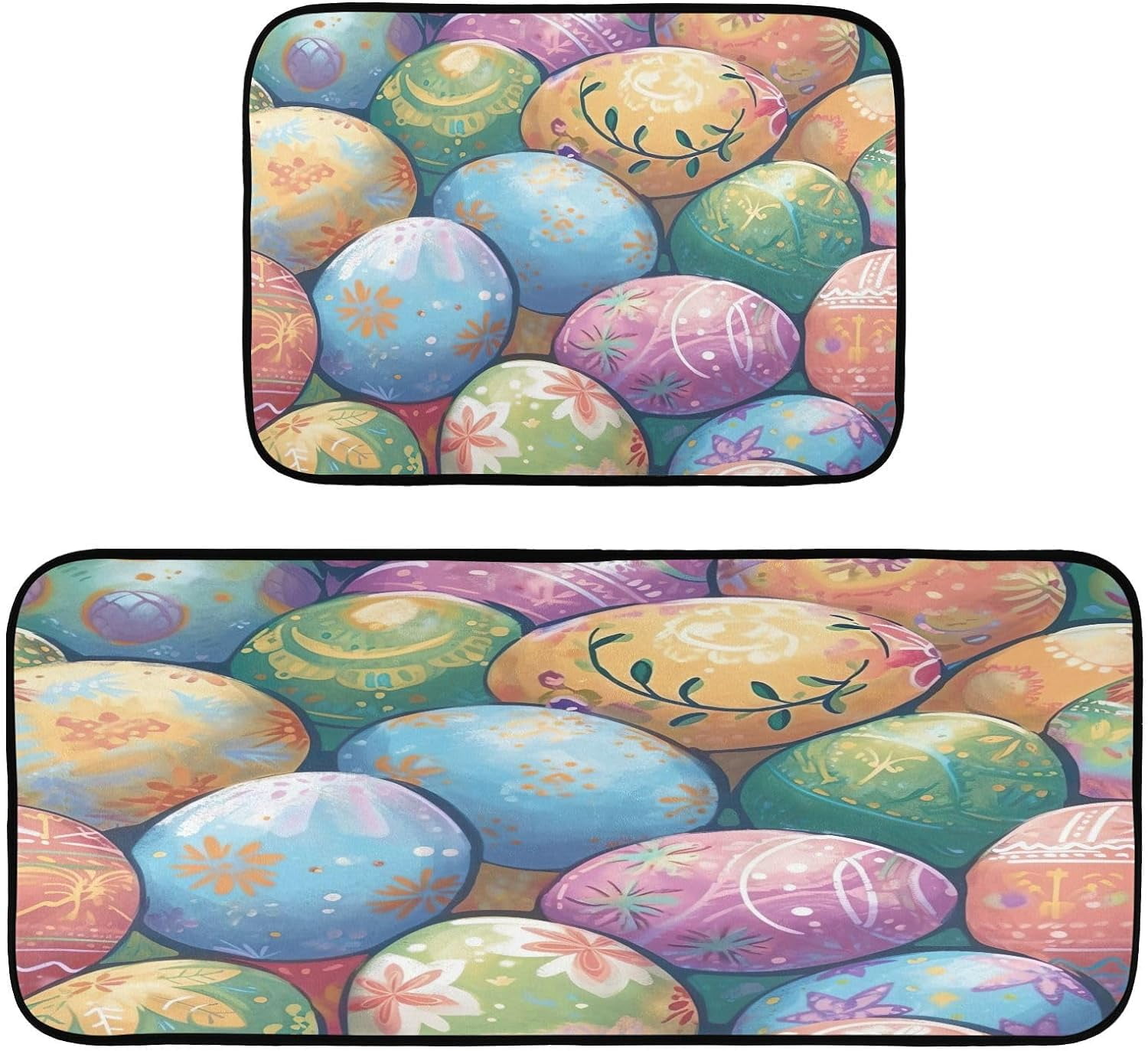 Coolnut Kitchen Rug Set of 2, Easter Eggs Cushioned Anti-Fatigue ...