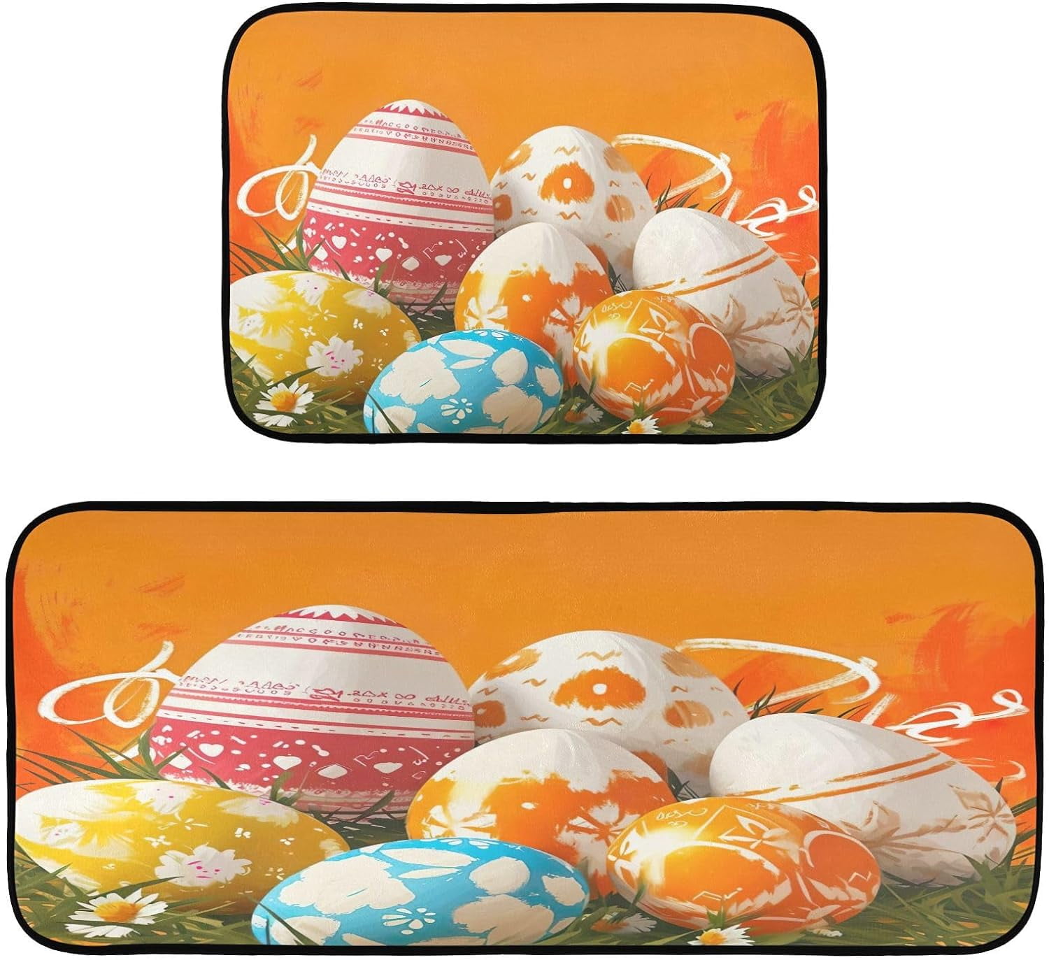 Coolnut Kitchen Rug Set of 2, Easter Eggs Cushioned Anti-Fatigue ...