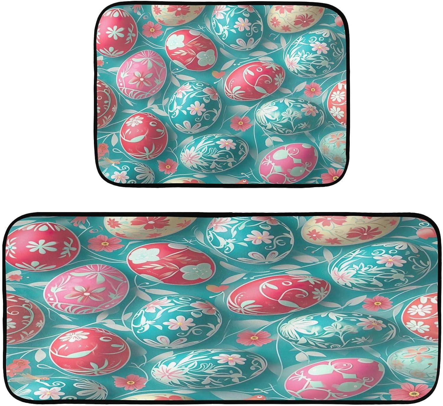 Coolnut Kitchen Rug Set of 2, Easter Eggs Cushioned Anti-Fatigue ...