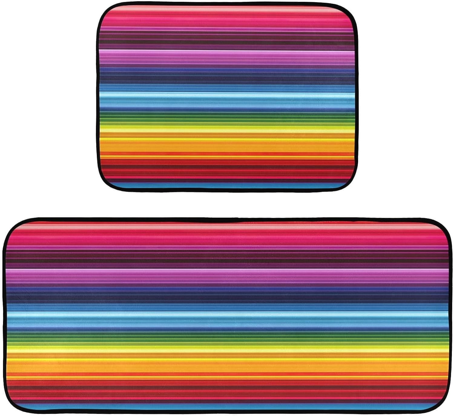 Coolnut Kitchen Rug Set of 2, Mexican Stripes Cushioned Anti-Fatigue ...