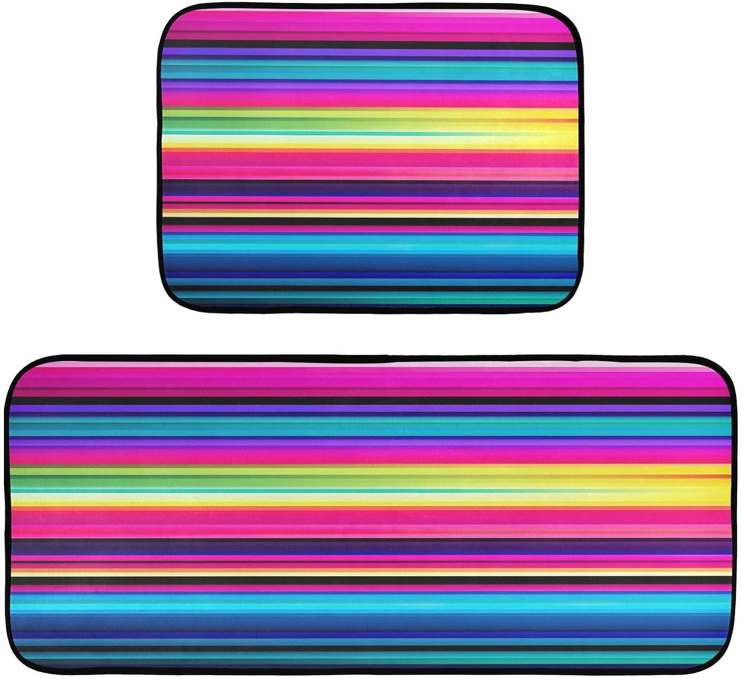 Coolnut Kitchen Rug Set of 2, Mexican Stripes Cushioned Anti-Fatigue ...