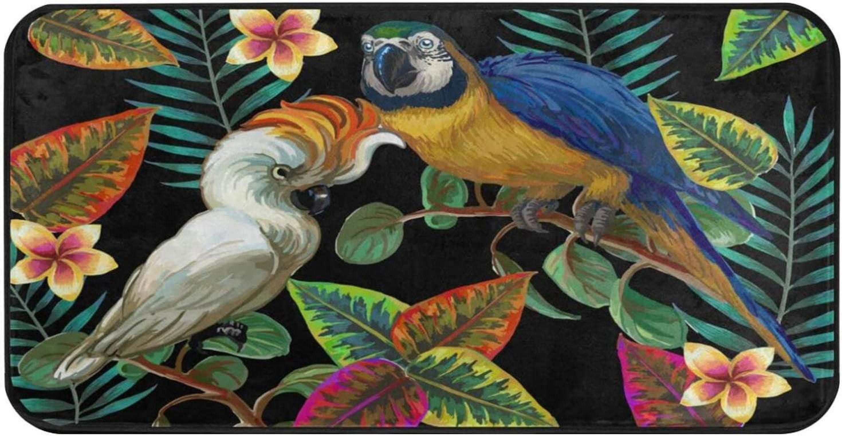 Coolnut Kitchen Rugs,Parrot Dark Non Slip Washable Cushioned Carpets ...