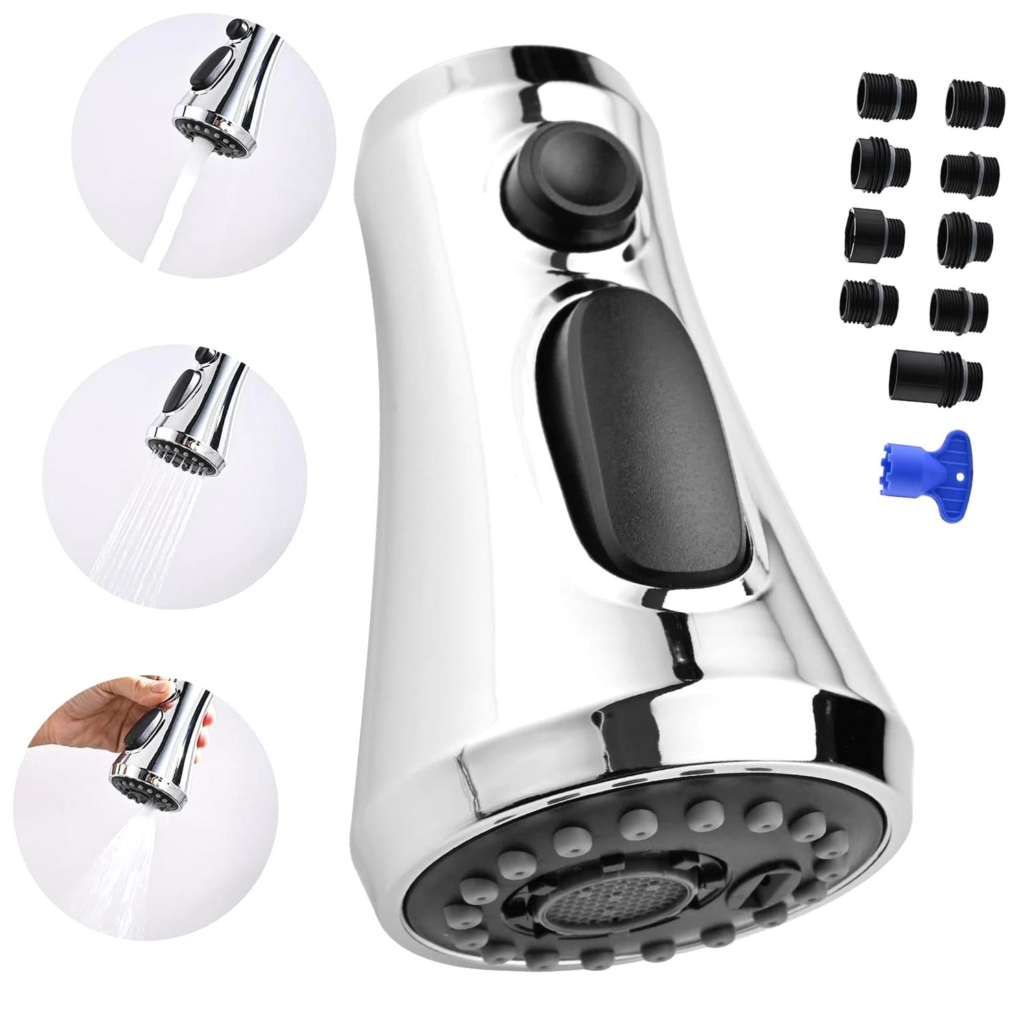 Coolnut Kitchen Sprayer Replacement with 9 Adapters, 3-Mode (Aquablade ...
