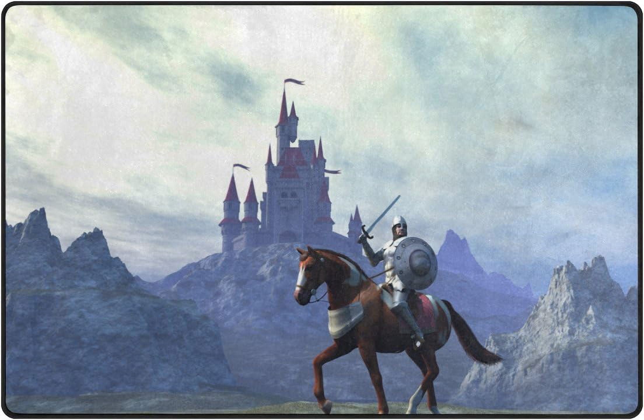 Coolnut Knight and Castle Lightweight Non Slip Carpet Mats Area Soft ...