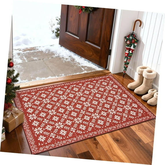 Coolnut Knit Look Christmas Runner Rug 2x6 for Kitchen Red Holiday Rug ...