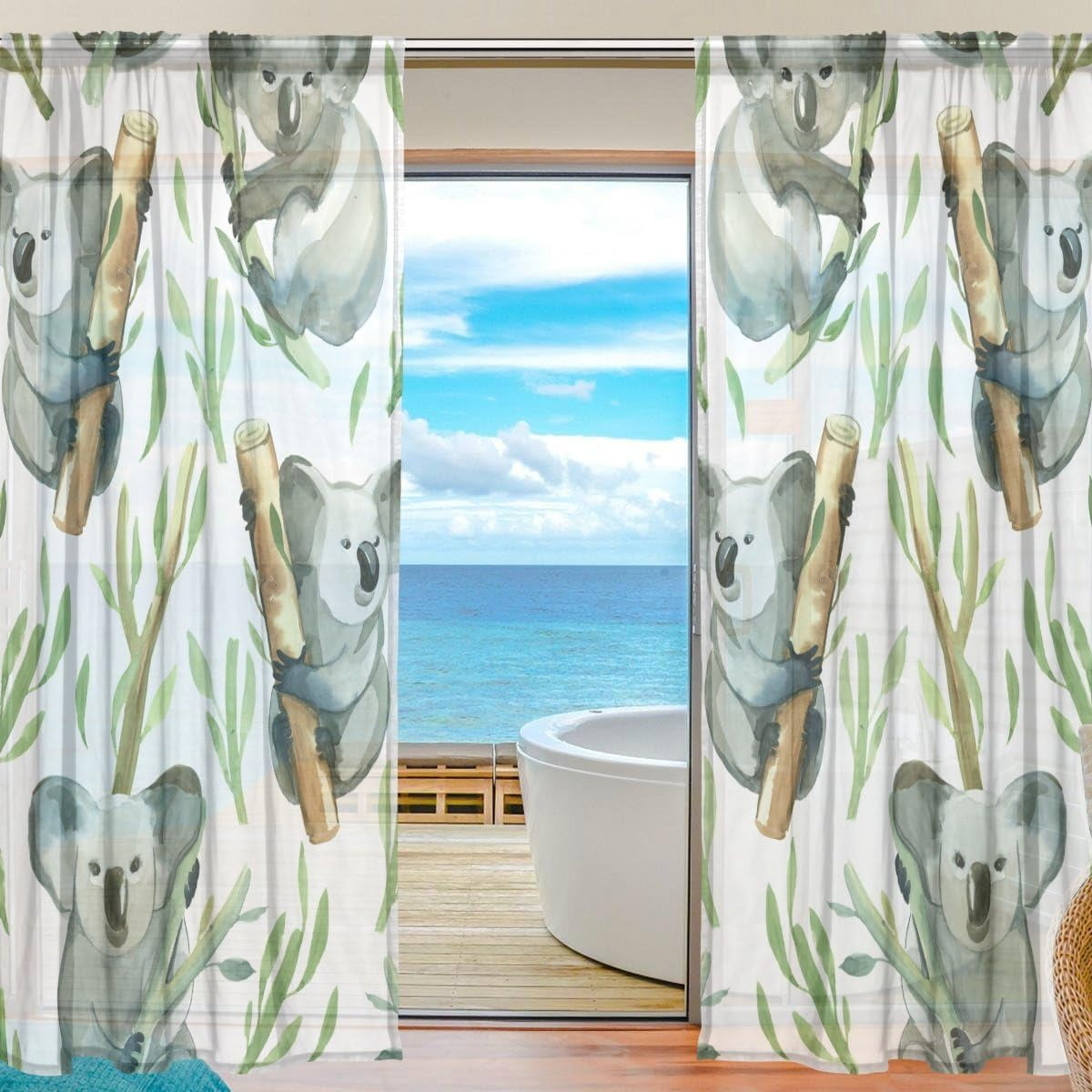 Coolnut Koala Painting Sheer Gauze Door Curtain Window Curtain Drapes ...