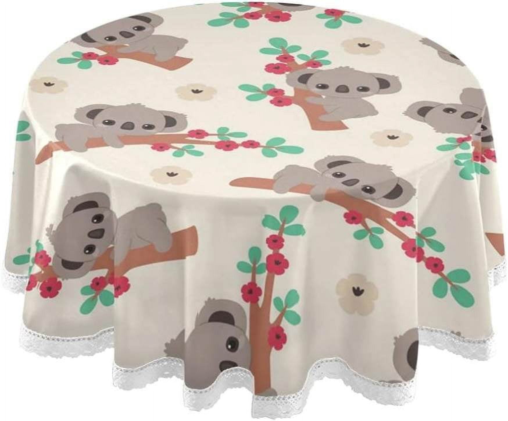 Coolnut 60" Koala Round Tablecloth, Waterproof Stain and Wrinkle ...