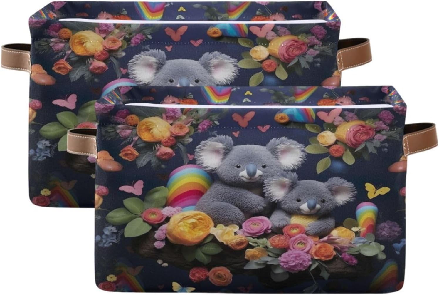 Coolnut Koalas Rainbow Foldable Storage Basket for Shelves, Collapsible ...