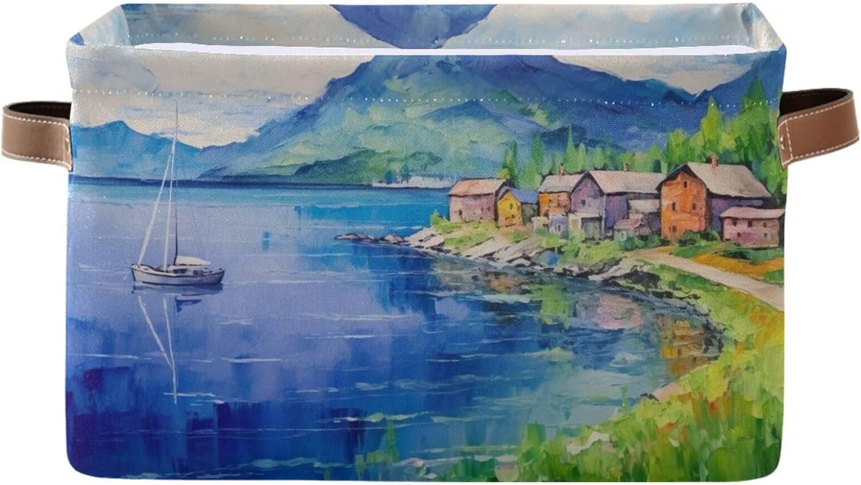 Coolnut Lakeside View Foldable Storage Basket for Shelves, Collapsible ...