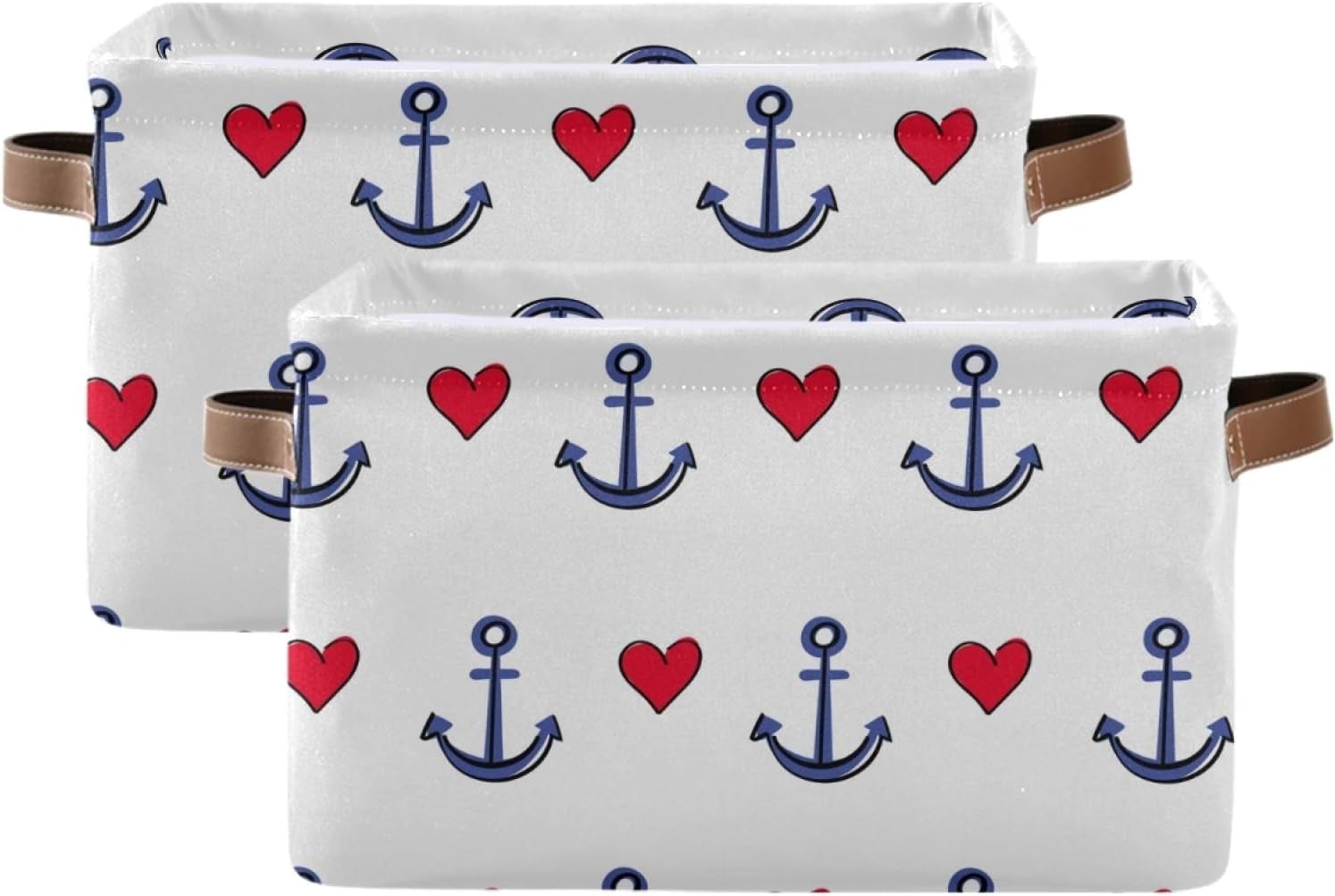 Coolnut Large Foldable Storage Bin Anchor Fabric Storage Baskets ...