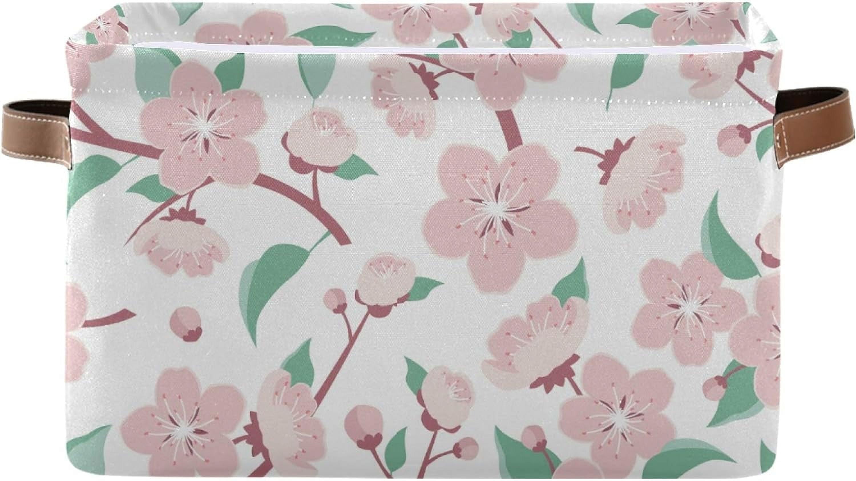 Coolnut Large Foldable Storage Bin Apple Flowers Cherry Fabric Storage ...