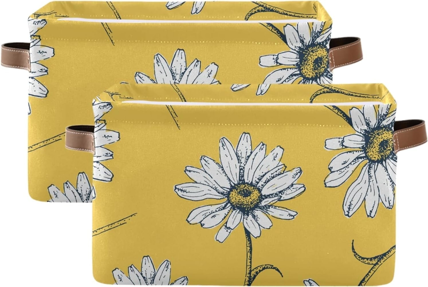 Coolnut Large Foldable Storage Bin Beautiful Floral Daisies Fabric ...