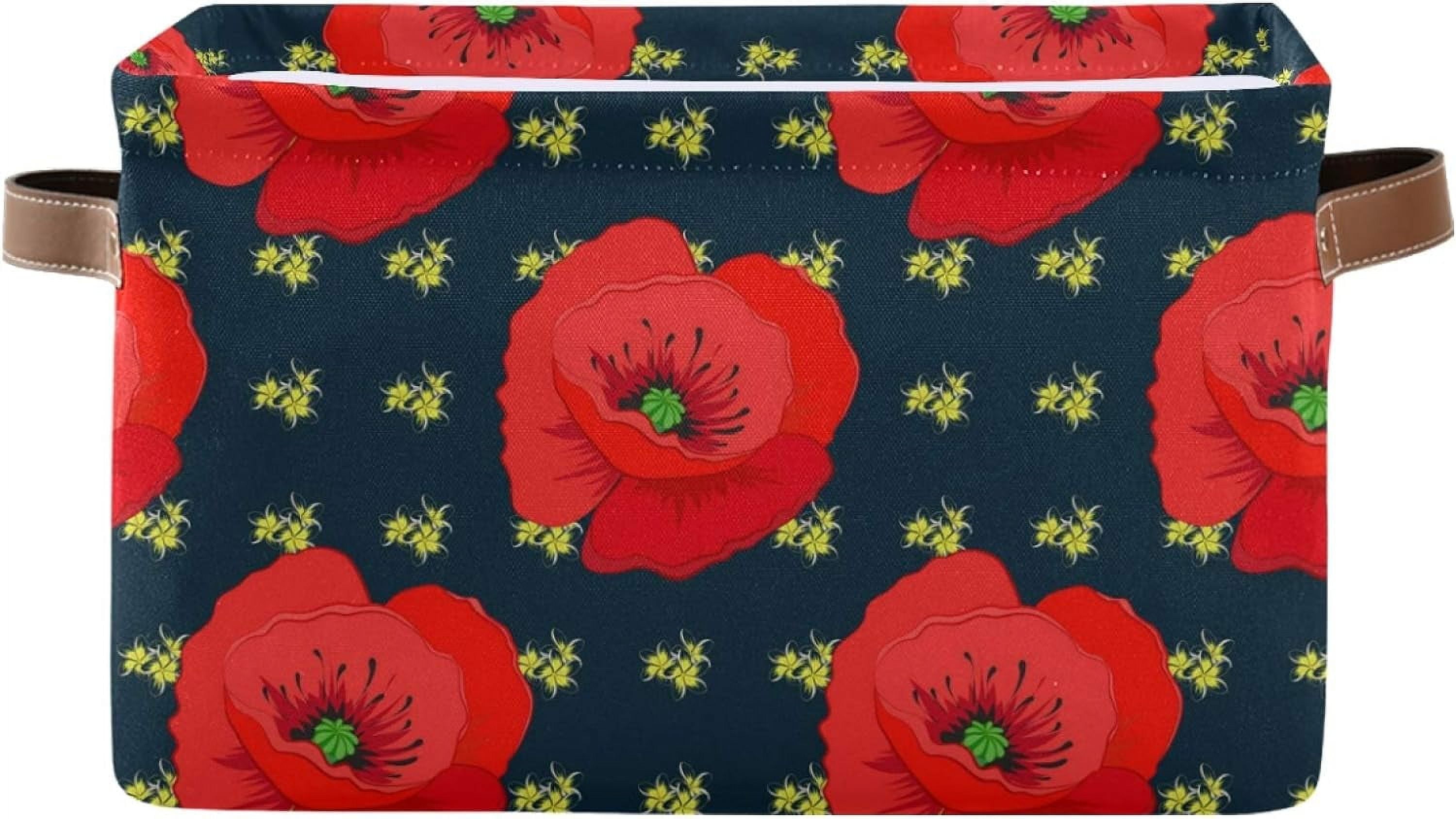 Coolnut Large Foldable Storage Bin Beautiful Poppy Flowers Fabric ...