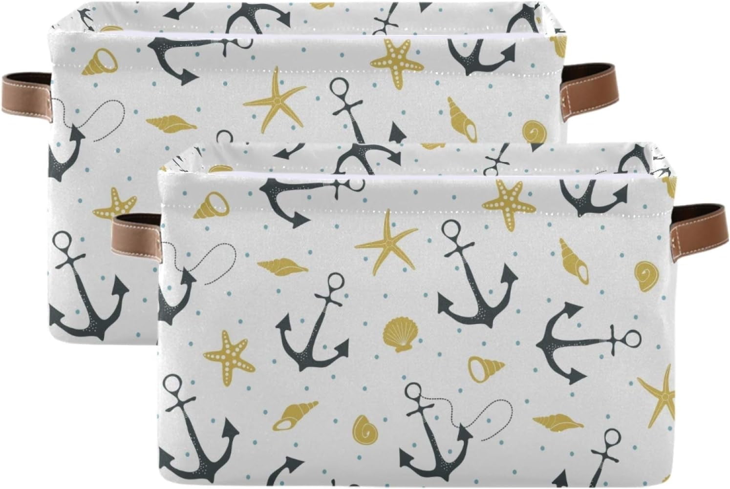 Coolnut Large Foldable Storage Bin Black Anchors Fabric Storage Baskets ...