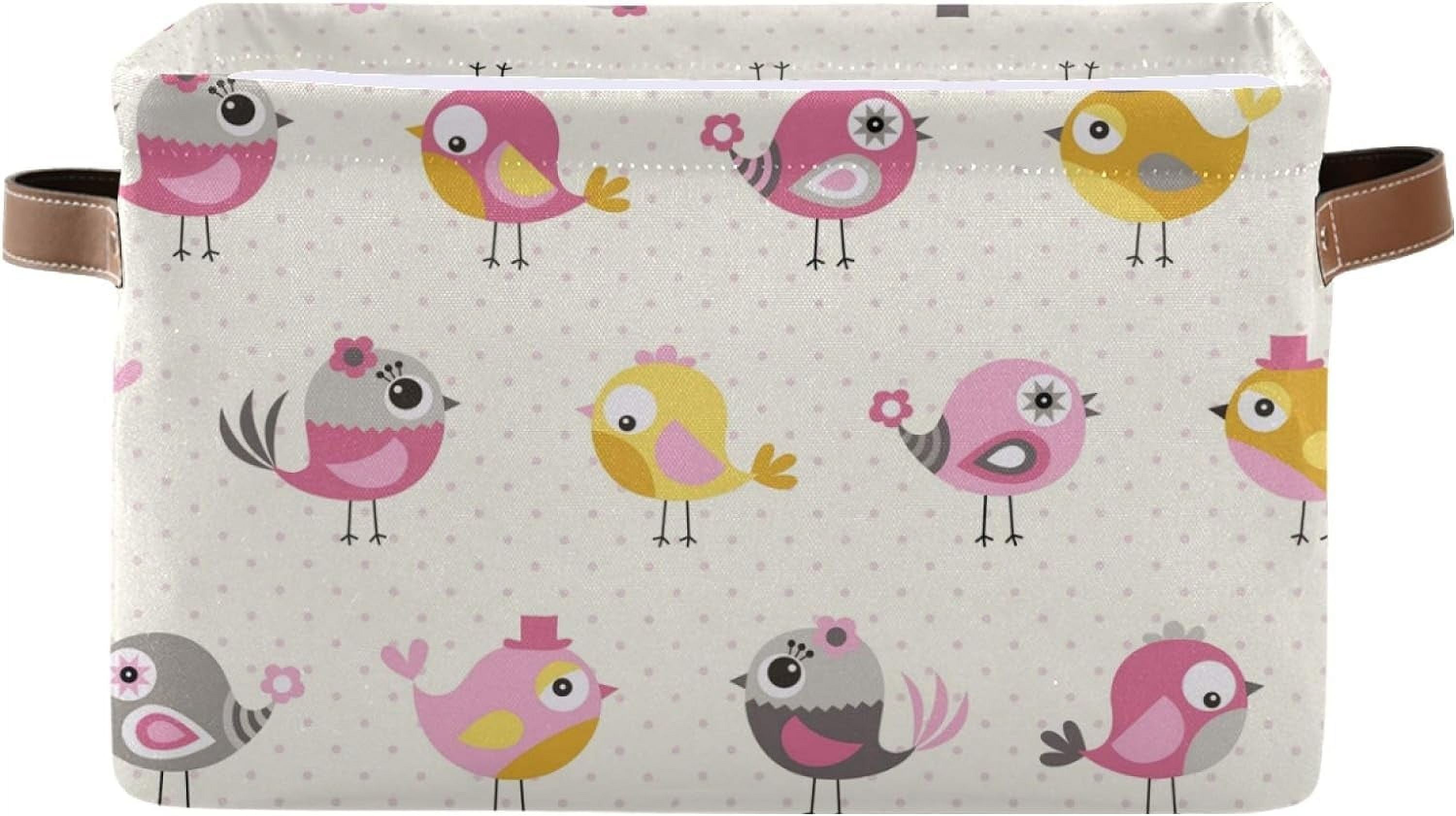 Coolnut Large Foldable Storage Bin Colorful Birds Fabric Storage ...