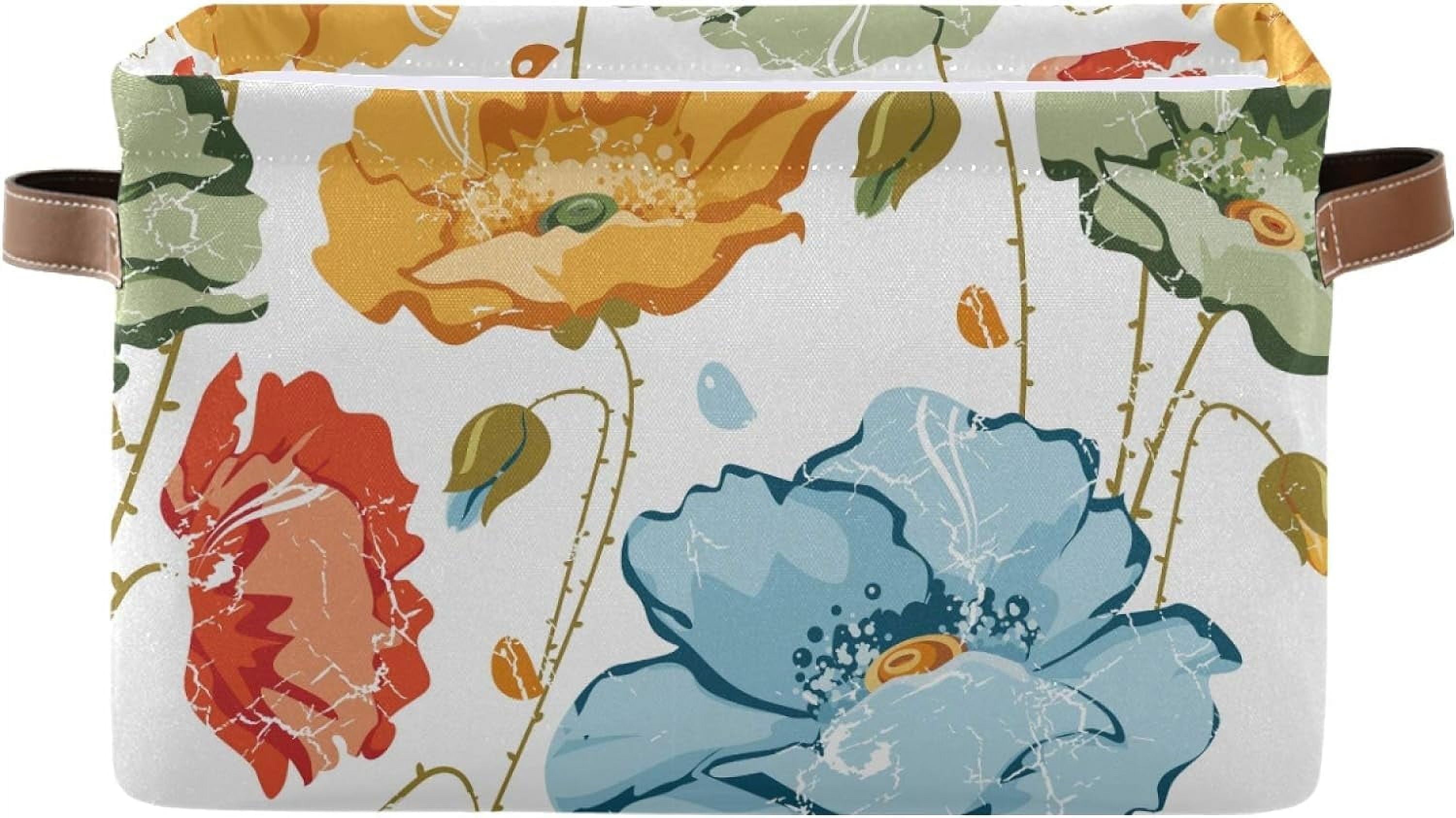 Coolnut Large Foldable Storage Bin Colorful Poppy Flowers Fabric ...