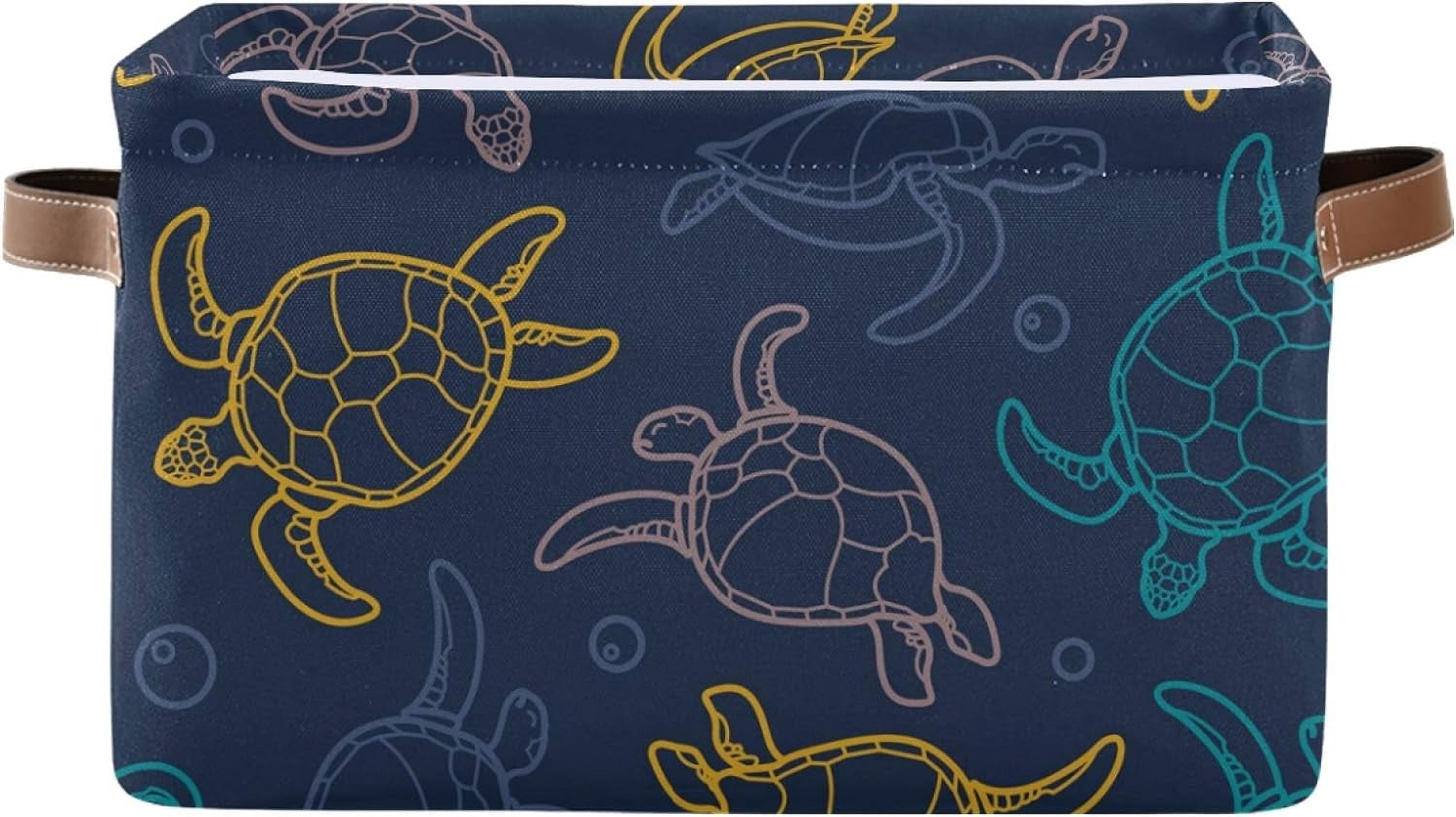 Coolnut Large Foldable Storage Bin Colorful Sea Turtle Fabric Storage ...