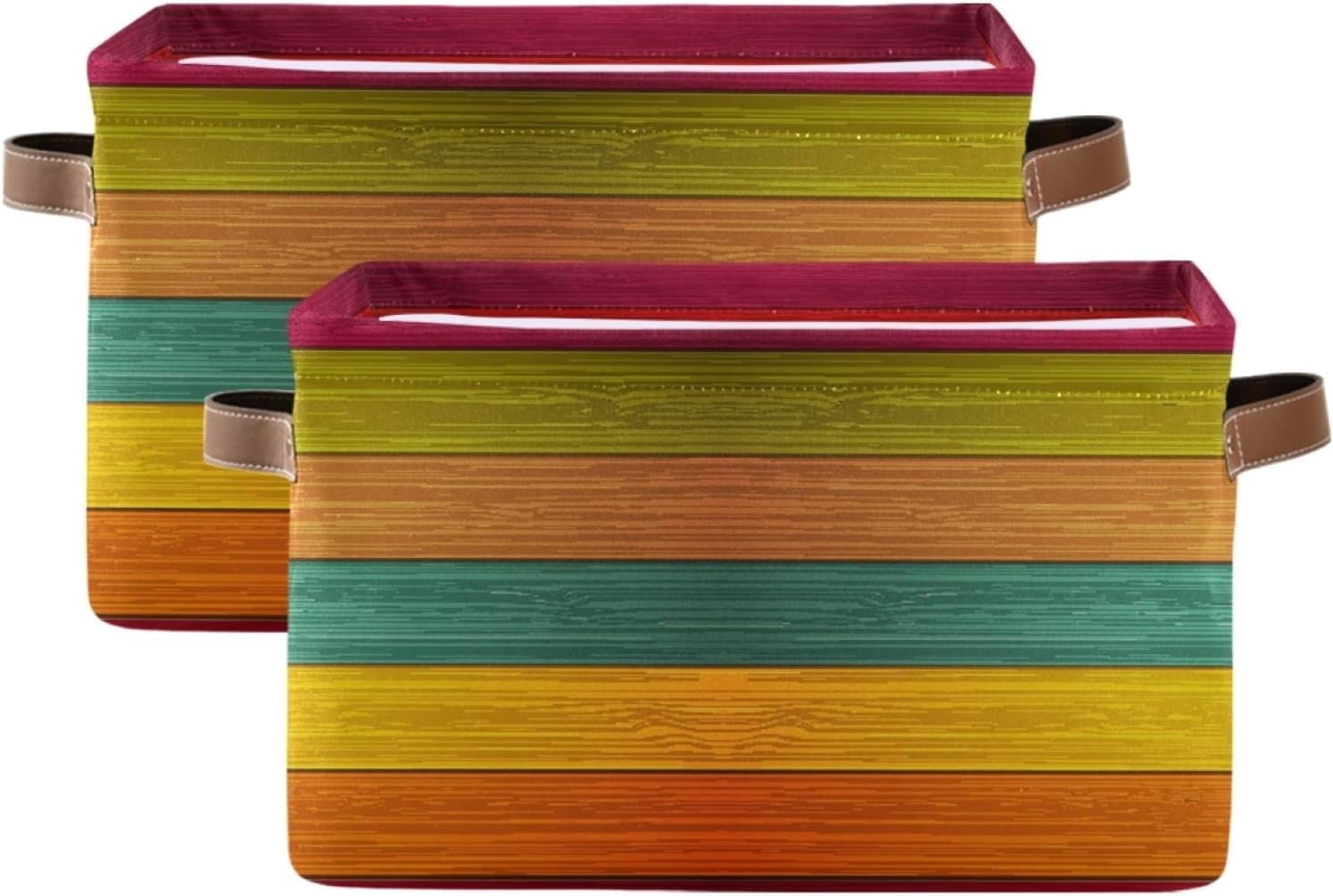 Coolnut Large Foldable Storage Bin Colorful Wooden Fabric Storage ...