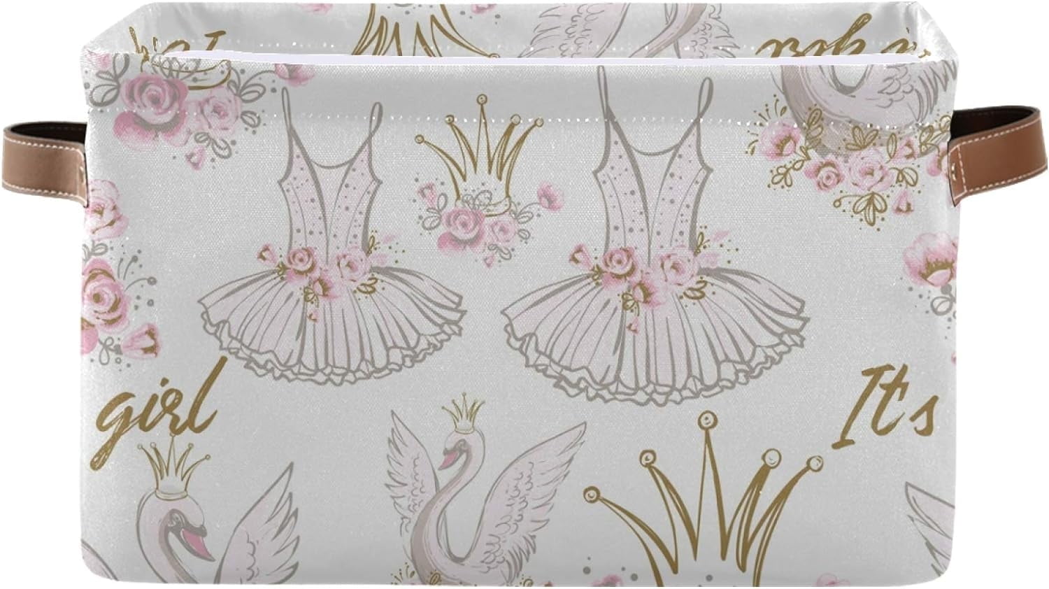 Coolnut Large Foldable Storage Bin Cute Ballet Fabric Storage Baskets ...