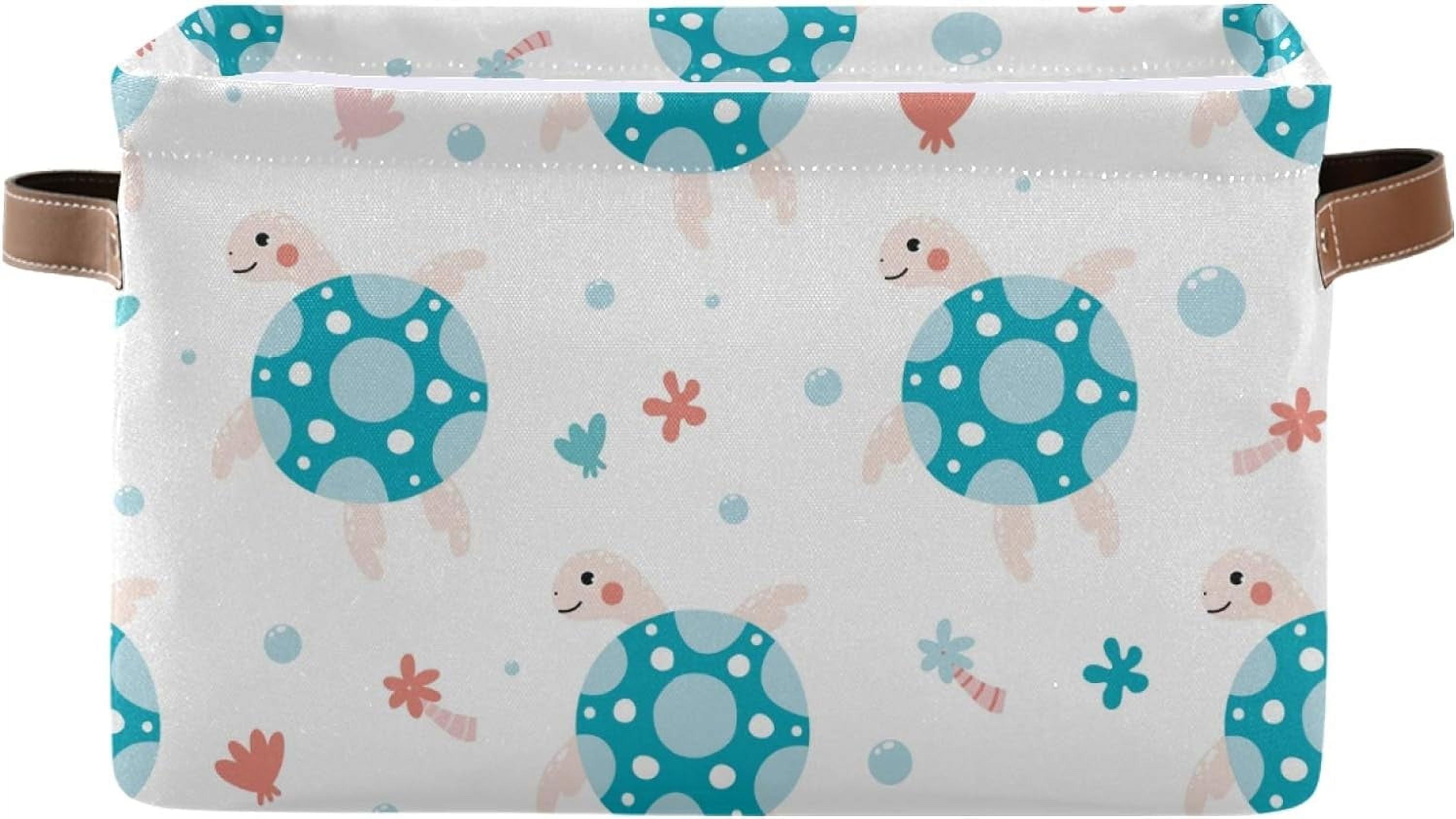 Coolnut Large Foldable Storage Bin Cute Blue Sea Turtles Fabric Storage ...