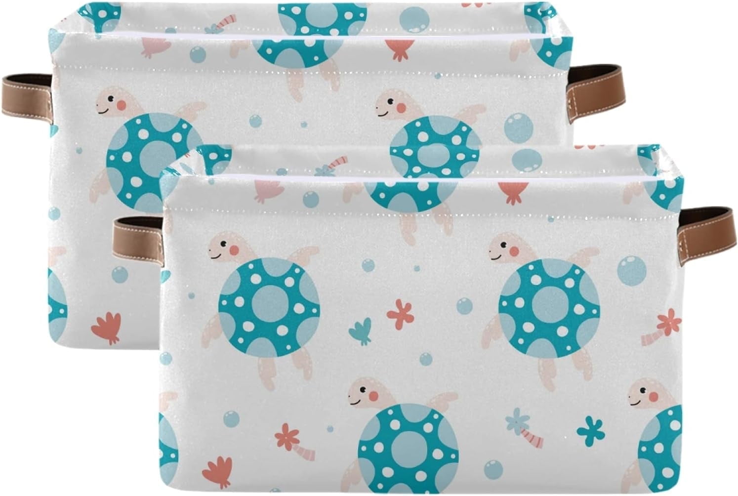 Coolnut Large Foldable Storage Bin Cute Blue Sea Turtles Fabric Storage ...