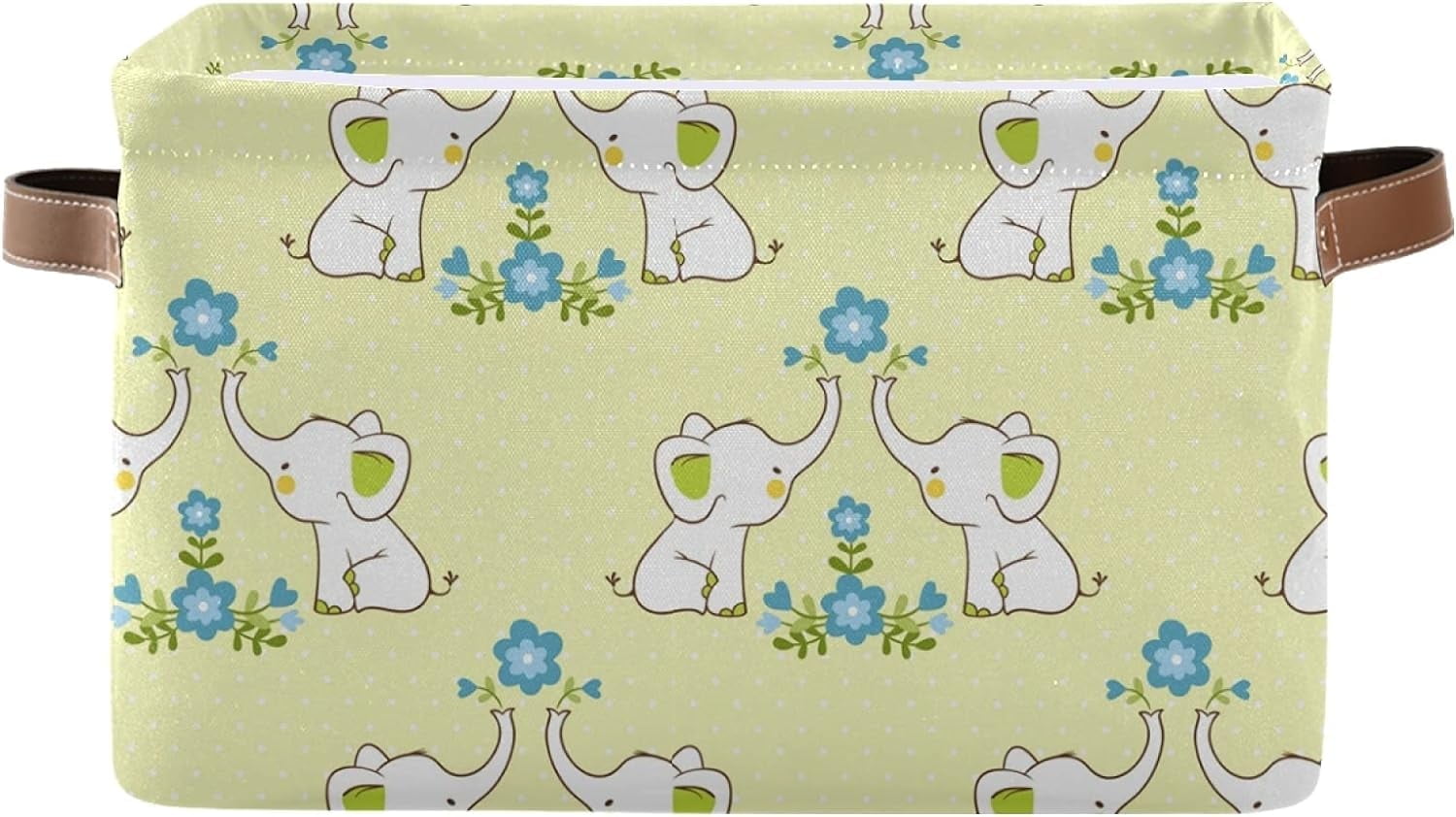 Coolnut Large Foldable Storage Bin Cute Floral Elephants Fabric Storage ...