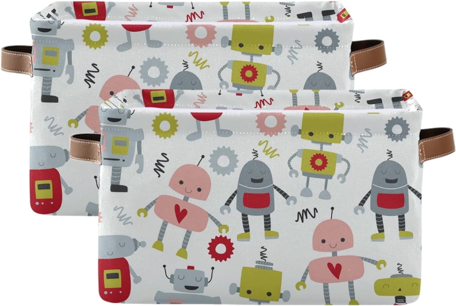 Coolnut Large Foldable Storage Bin Cute Funny Robots Fabric Storage ...