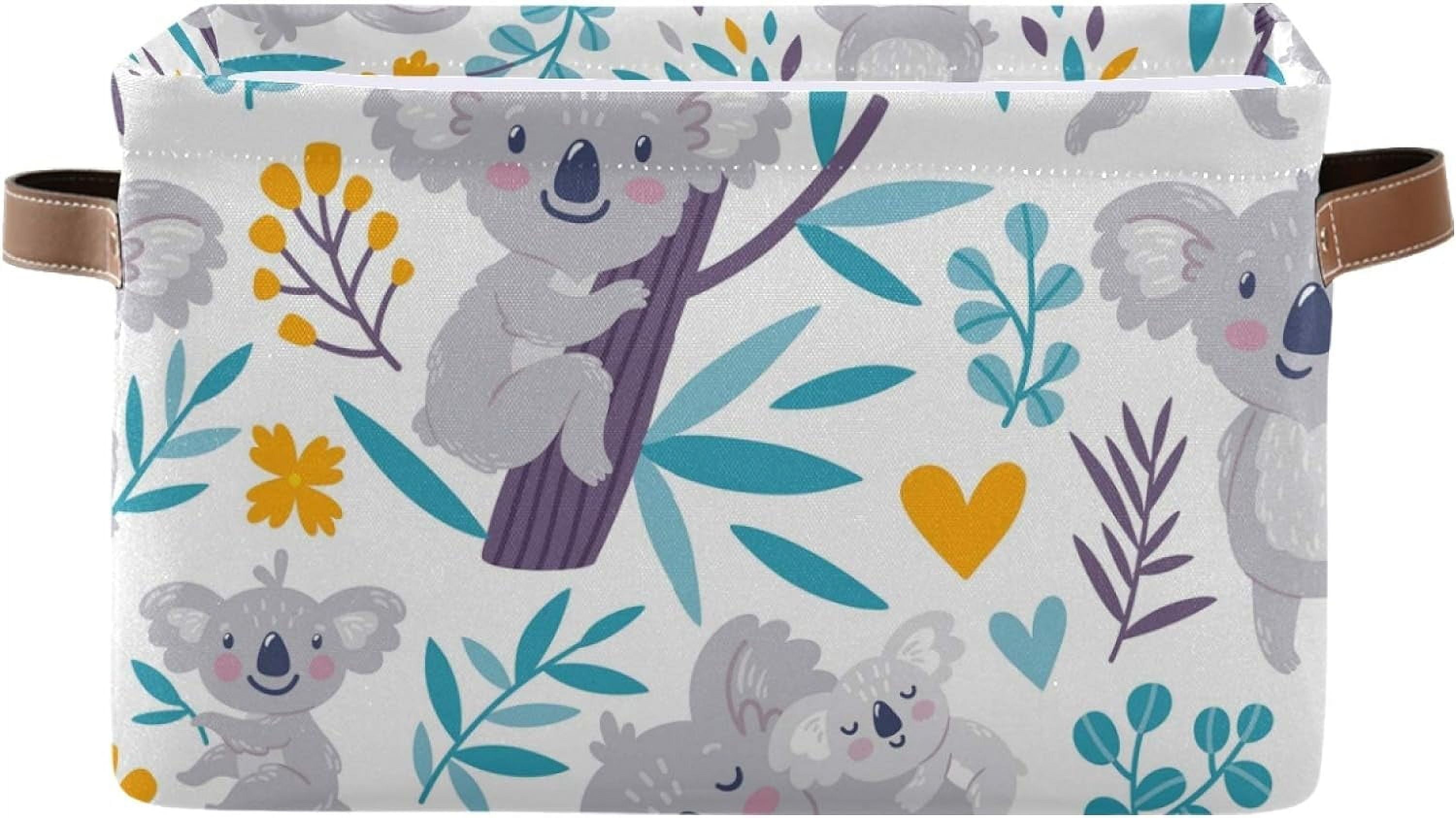 Coolnut Large Foldable Storage Bin Cute Koala Bears Floral Fabric ...