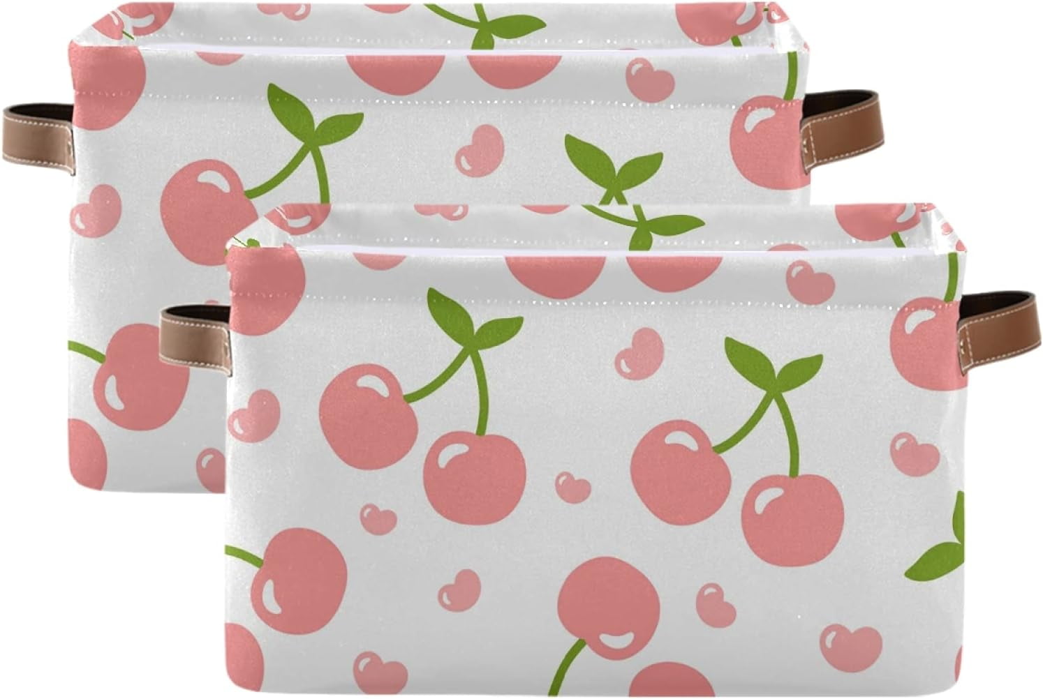 Coolnut Large Foldable Storage Bin Cute Pink Cherry Fabric Storage ...